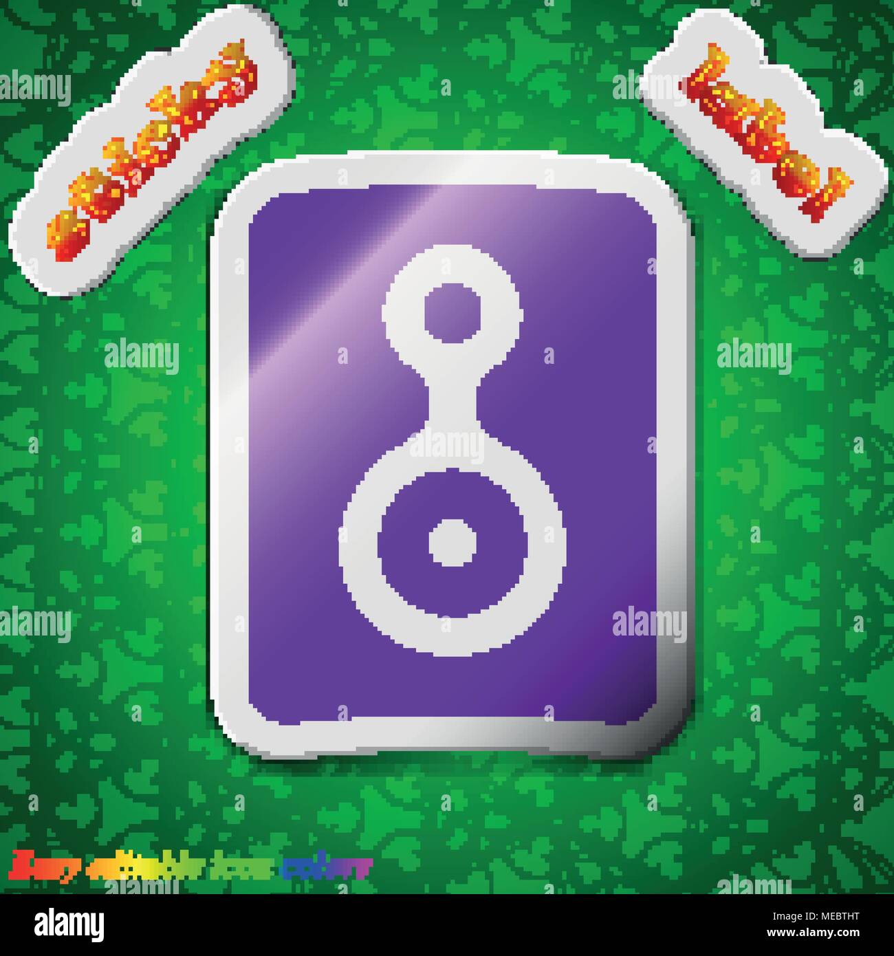 Video Tape icon sign. Symbol chic colored sticky label on green ...