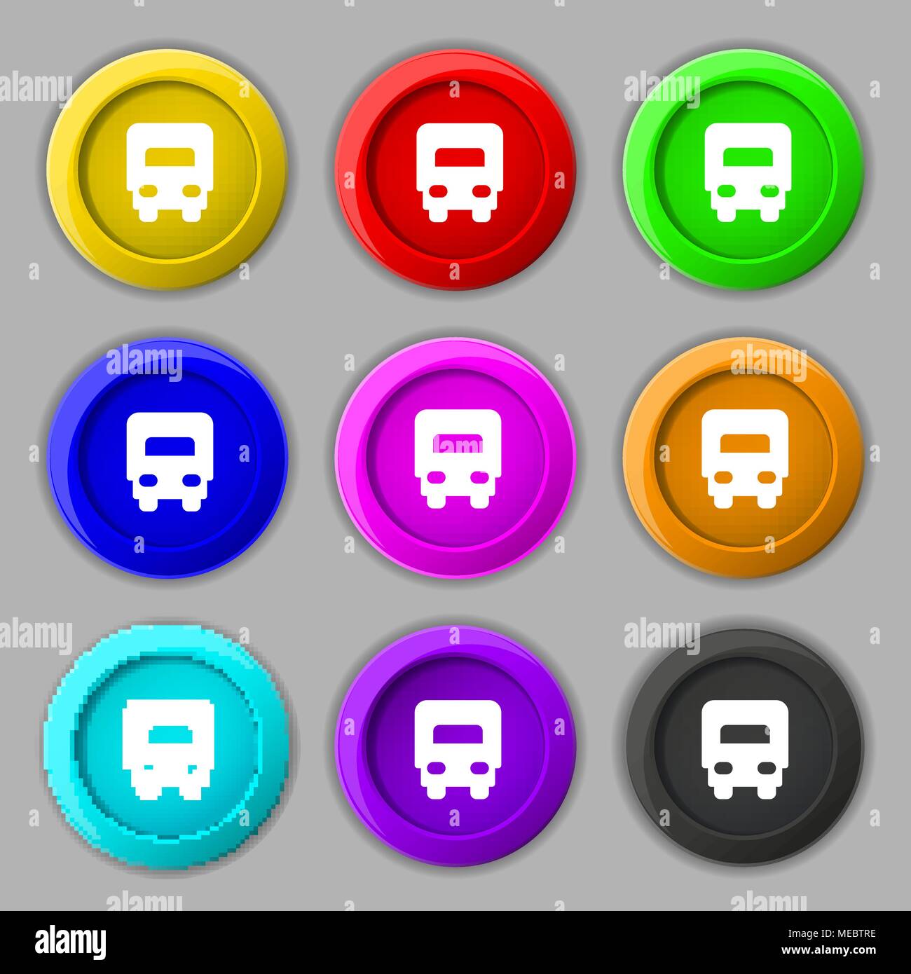 Delivery truck icon sign. symbol on nine round colourful buttons ...