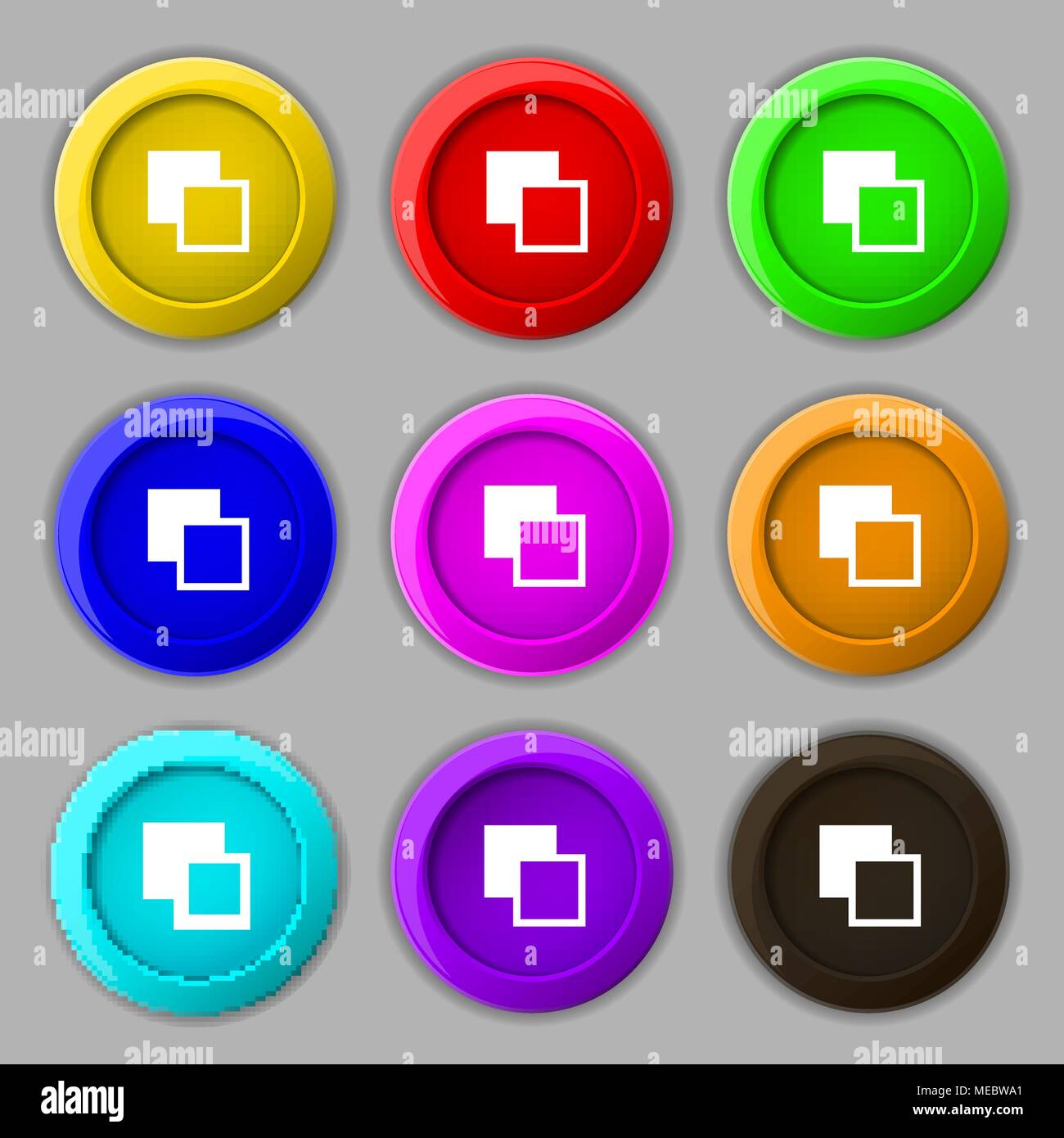 Active color toolbar icon sign. symbol on nine round colourful buttons ...