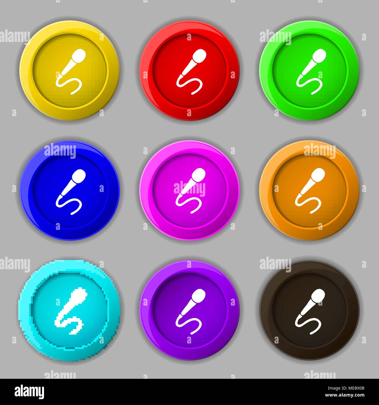 microphone icon sign. symbol on nine round colourful buttons. Vector ...