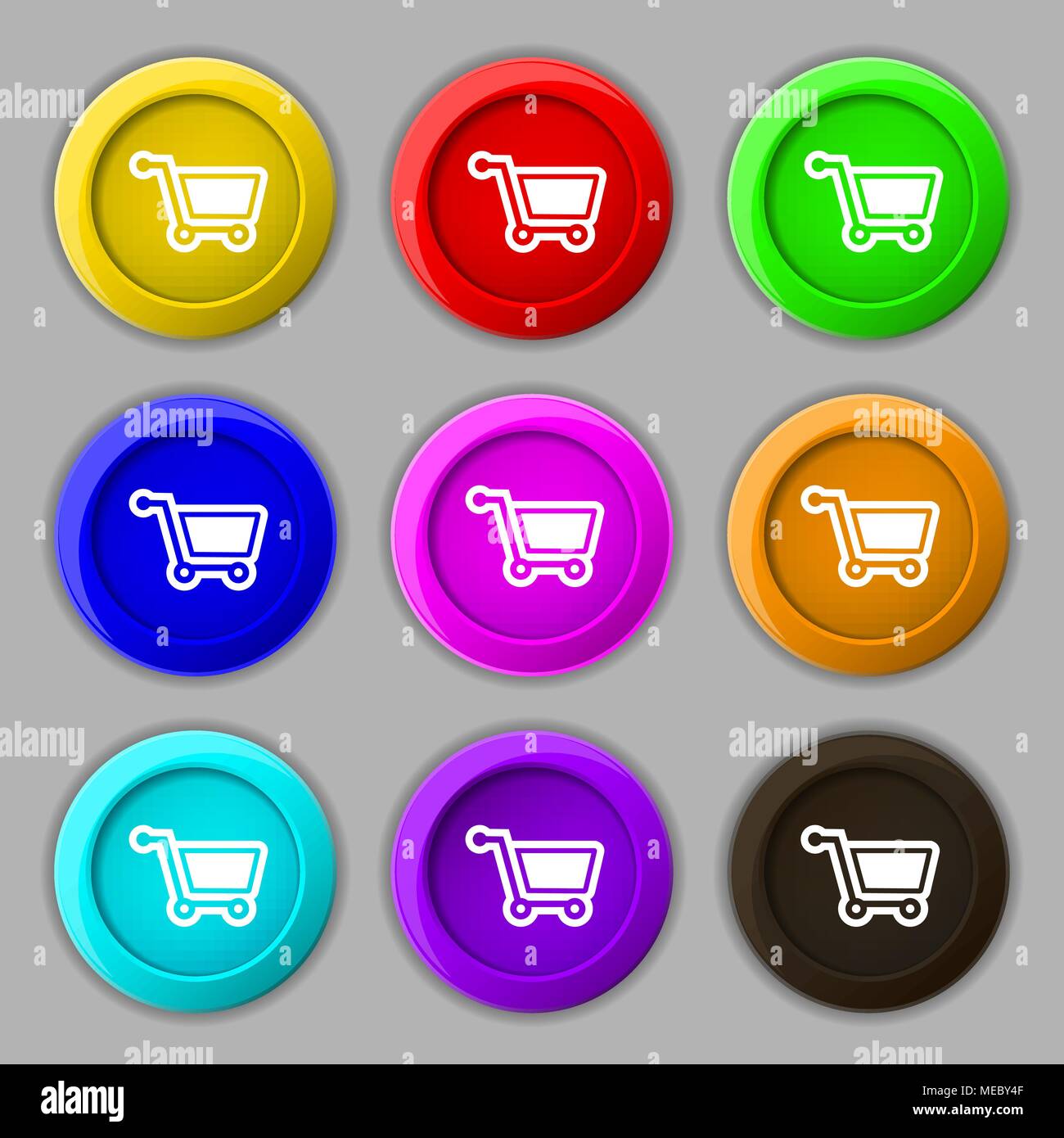 shopping cart icon sign. symbol on nine round colourful buttons. Vector ...