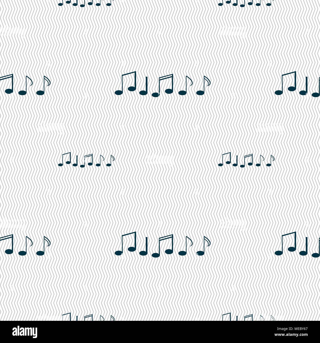 Music note sign icon. Musical symbol. Seamless pattern with geometric ...