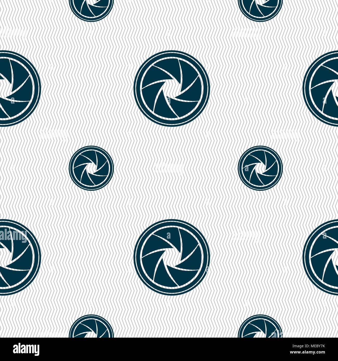 diaphragm icon. Aperture sign. Seamless pattern with geometric texture ...