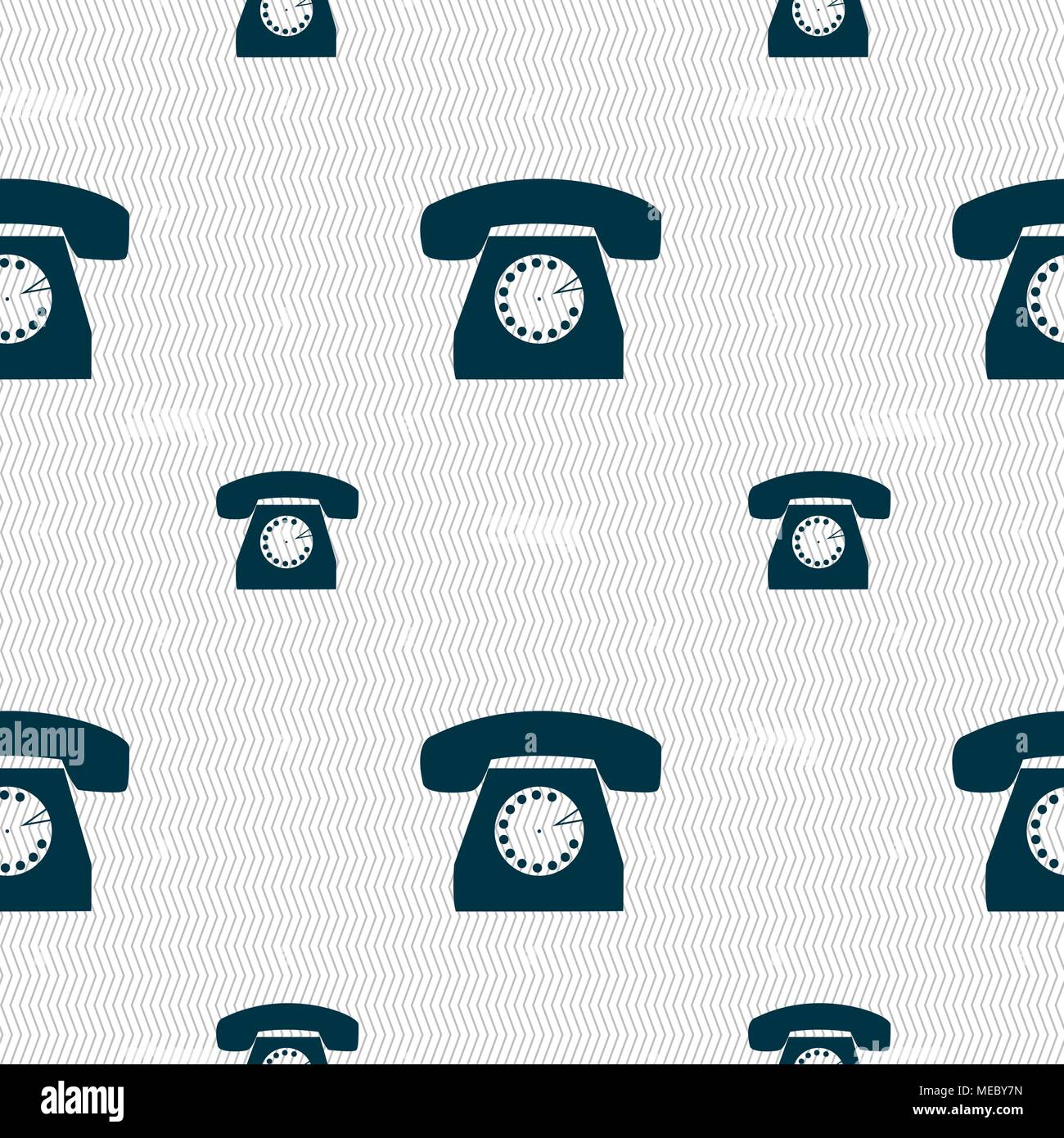 Retro telephone icon symbol. Seamless pattern with geometric texture ...