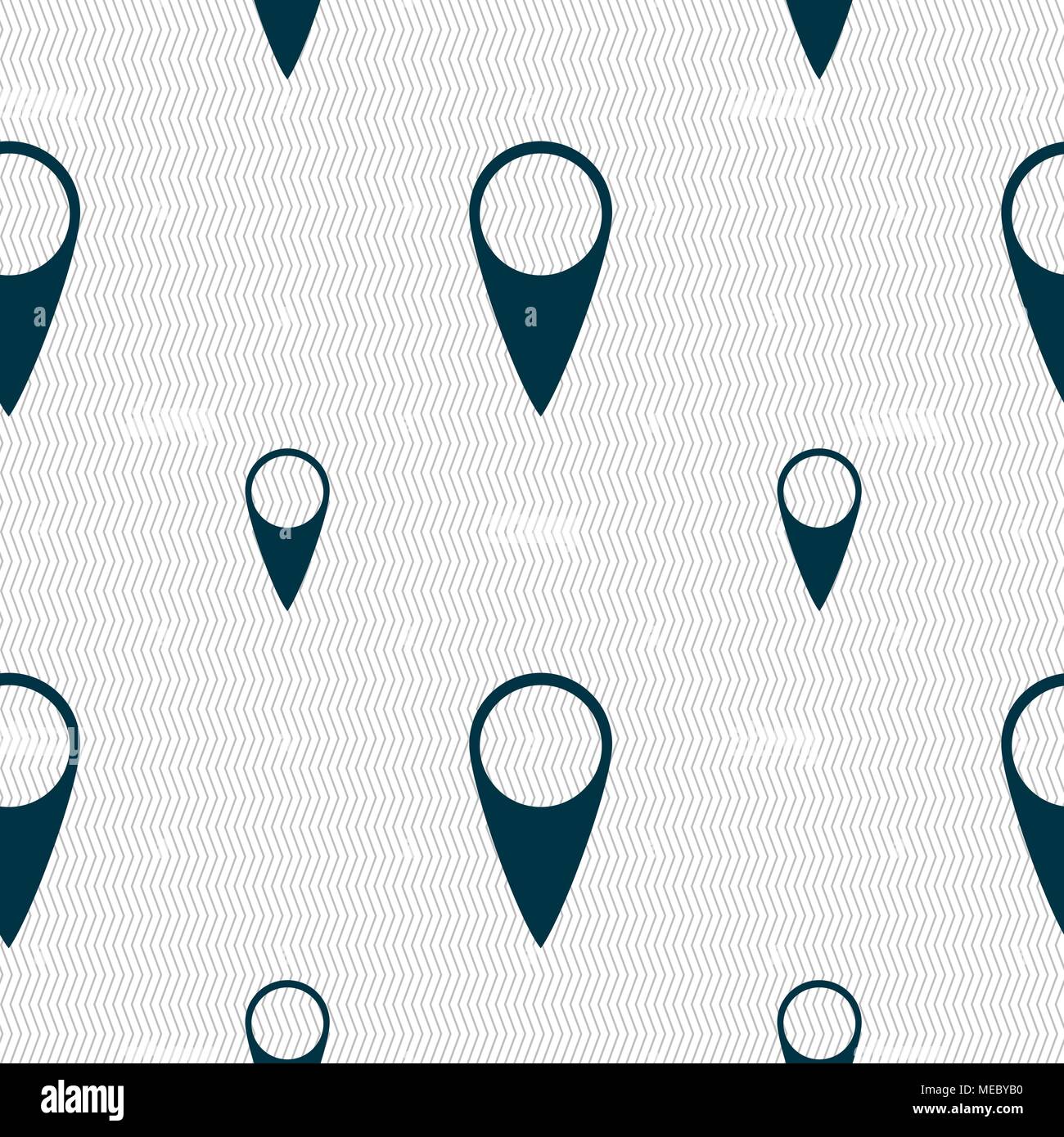 Map pointer icon. GPS location symbol. Seamless pattern with geometric texture. Vector ...