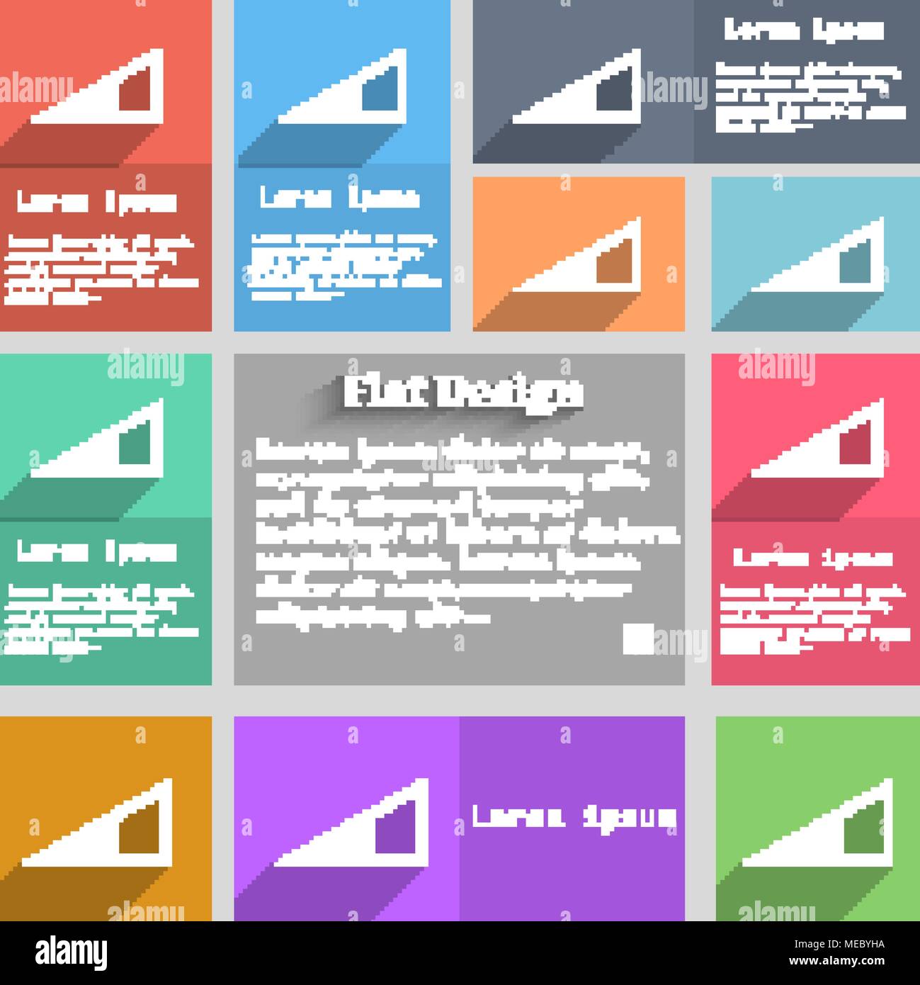 speaker Volume icon sign. Set of multicolored buttons. Metro style with ...