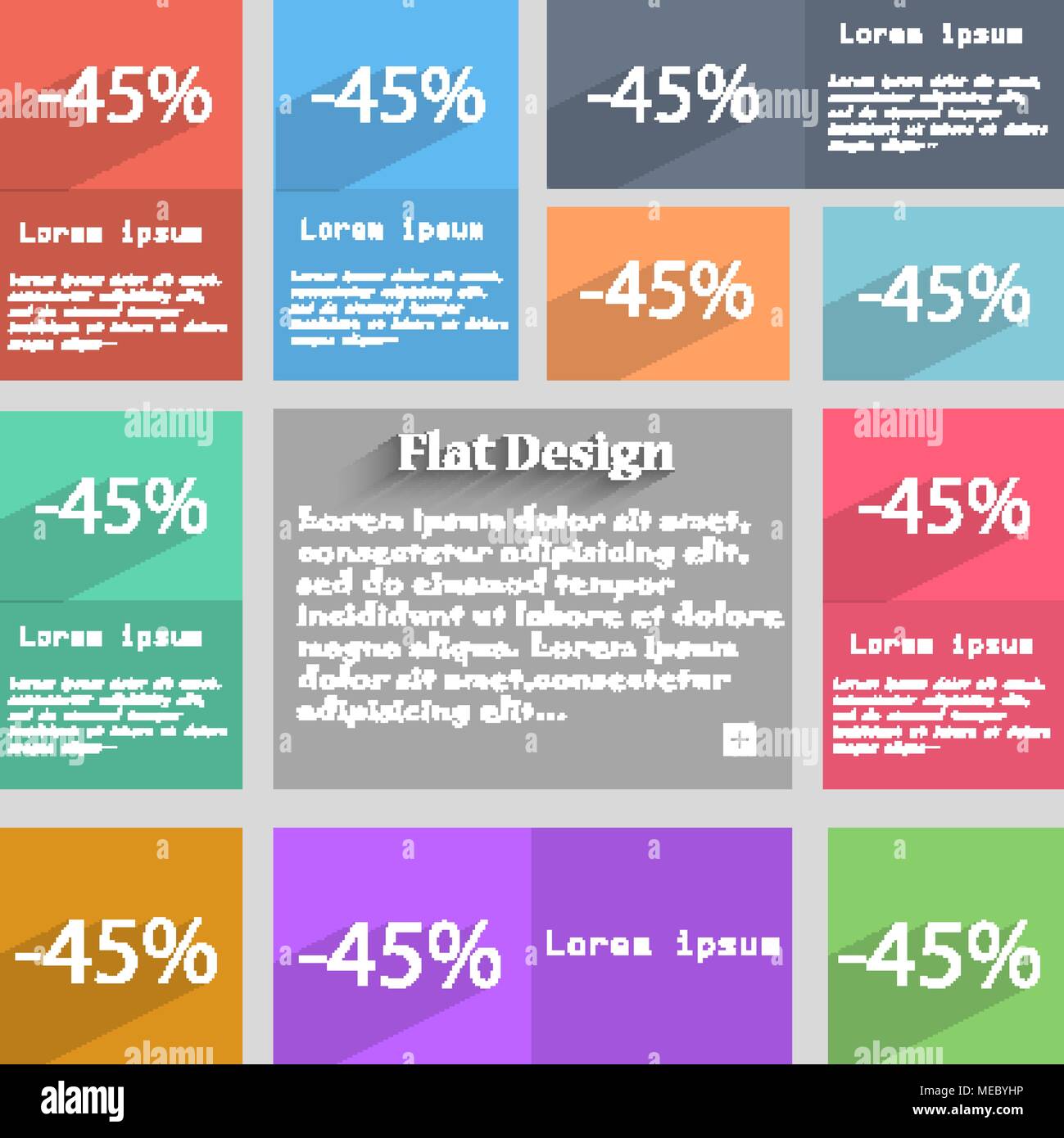 45 percent discount sign icon. Sale symbol. Special offer label. Set of ...