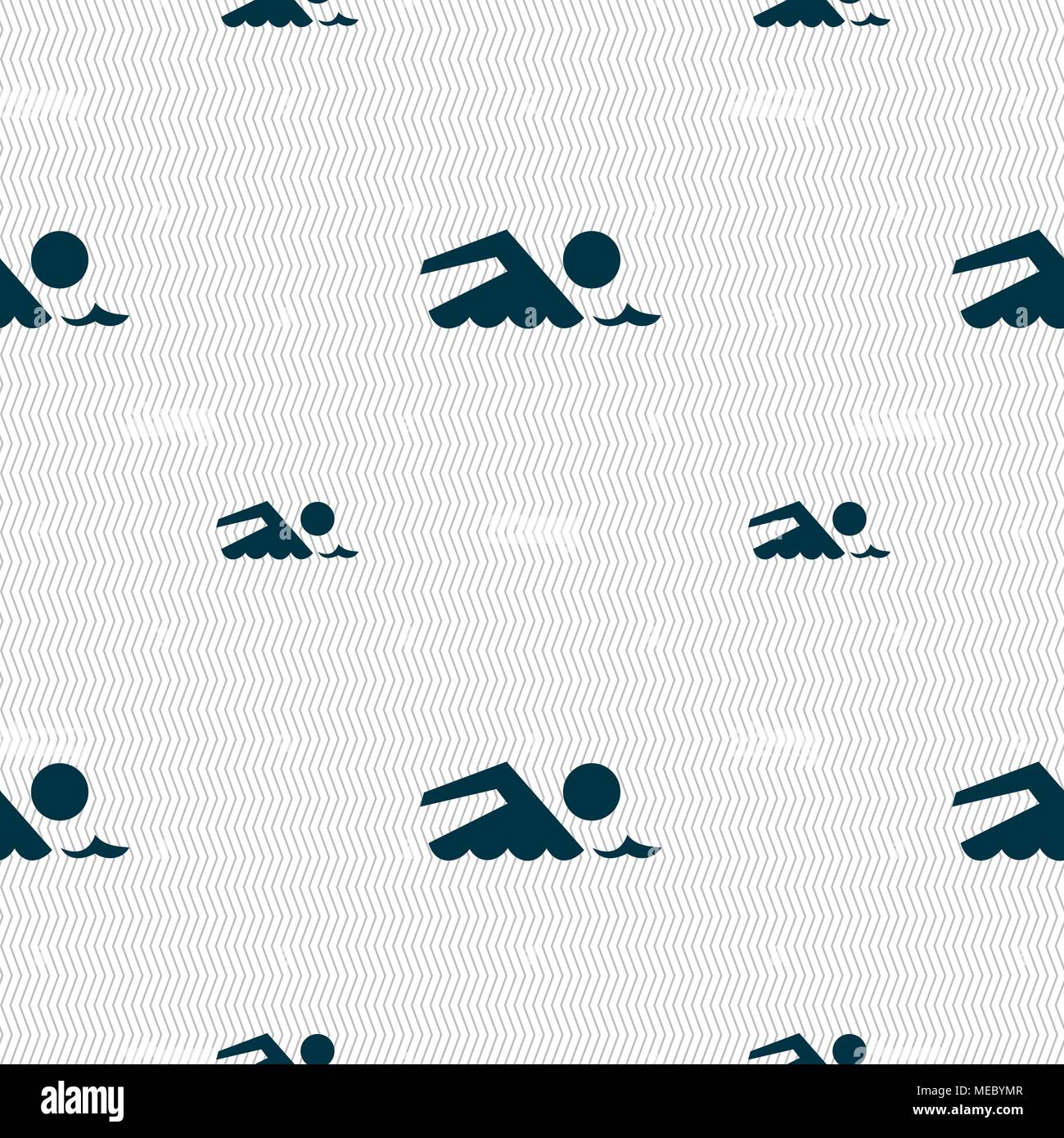 Swimming sign icon. Pool swim symbol. Sea wave. Seamless pattern with ...