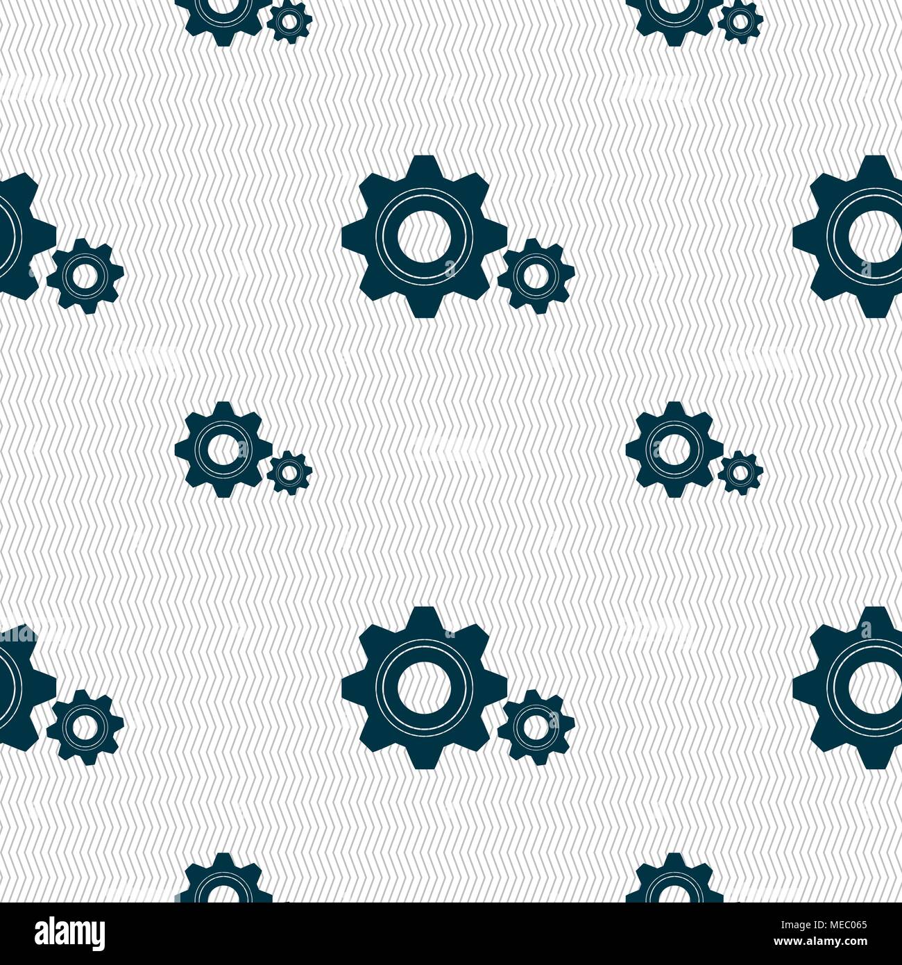 Cog settings sign icon. Cogwheel gear mechanism symbol. Seamless pattern with geometric texture ...