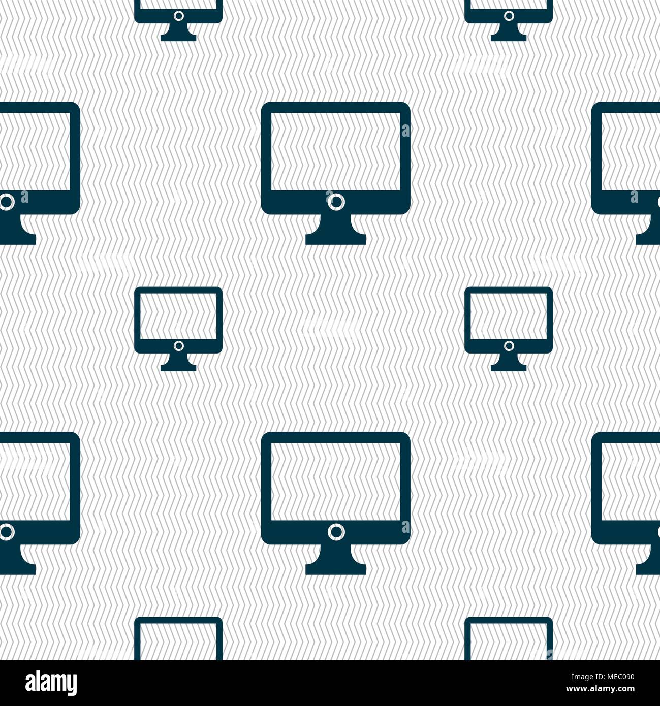 Computer widescreen monitor sign icon. Seamless pattern with geometric texture. Vector ...