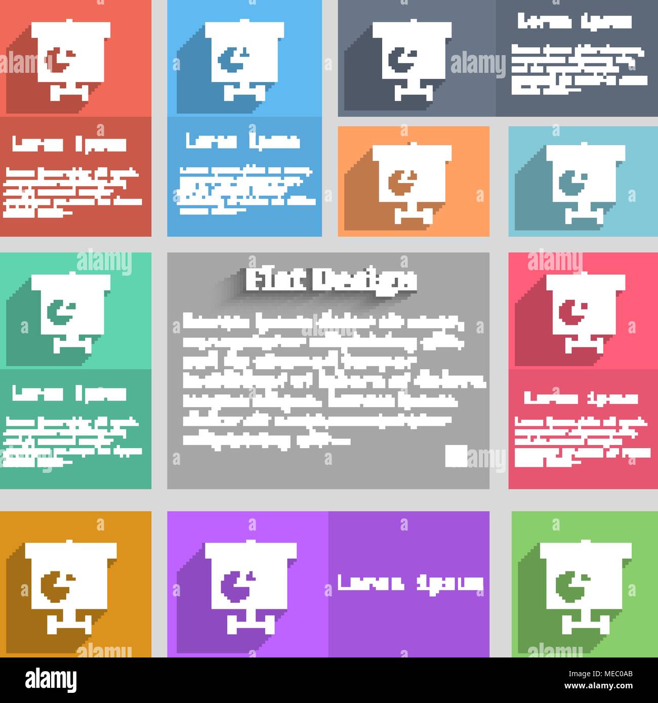 Graph icon sign. Set of multicolored buttons. Metro style with space ...