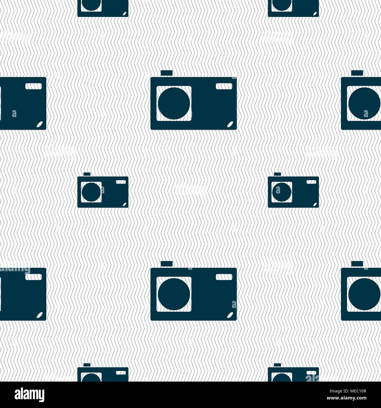 Photo camera sign icon. Digital symbol. Seamless pattern with geometric ...