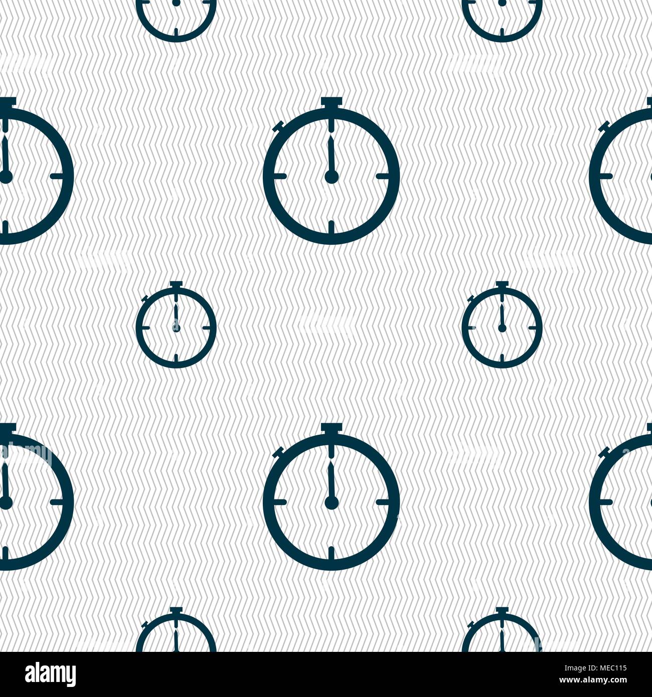 Timer sign icon. Stopwatch symbol.. Seamless pattern with geometric ...