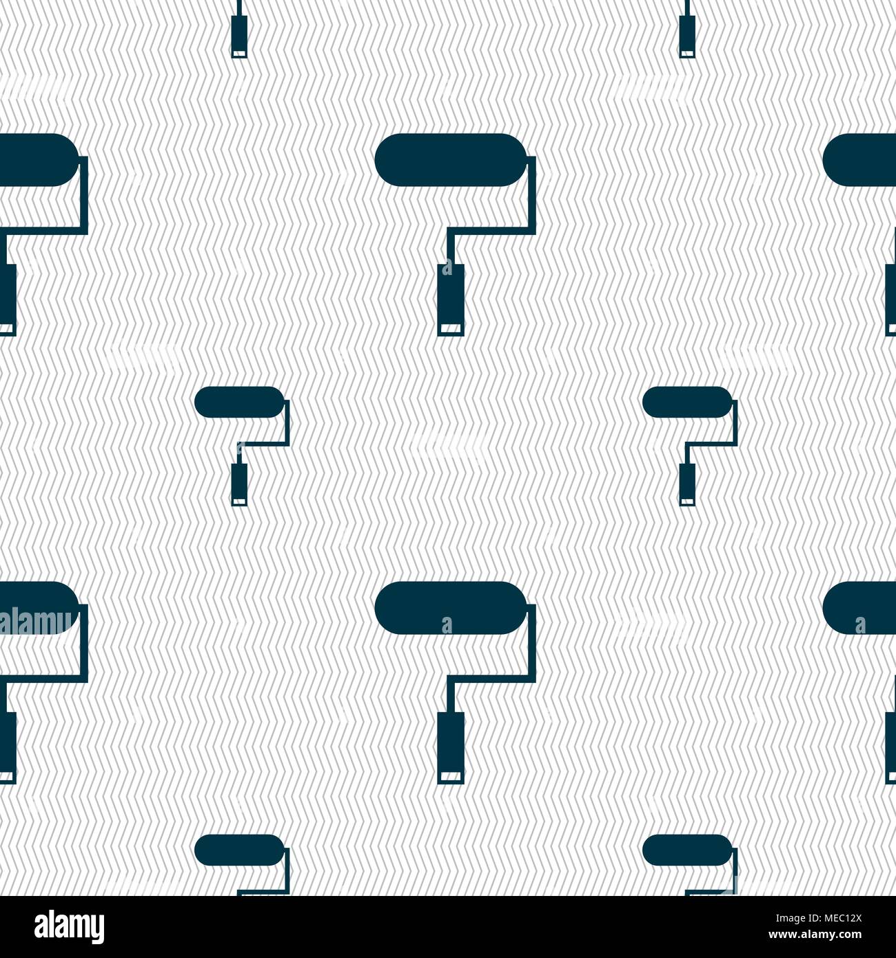 Paint roller sign icon. Painting tool symbol. Seamless pattern with ...
