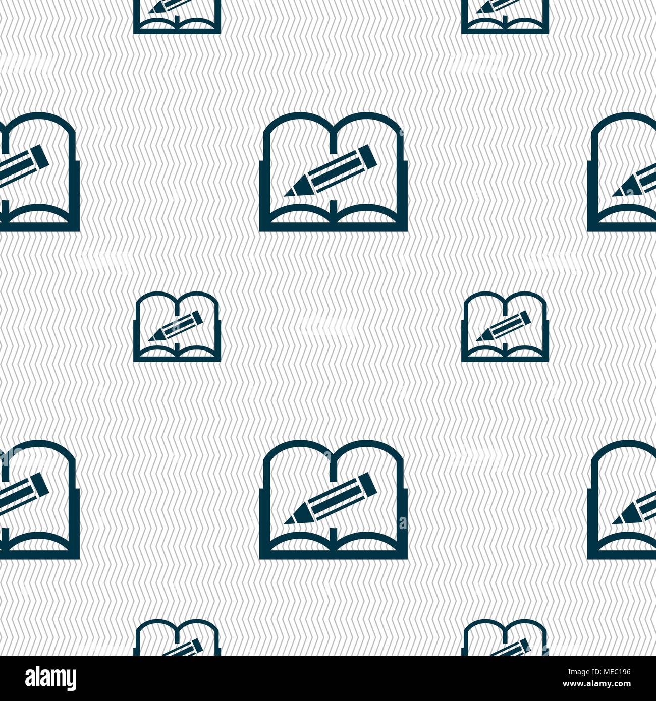 Book sign icon. Open book symbol. Seamless pattern with geometric ...