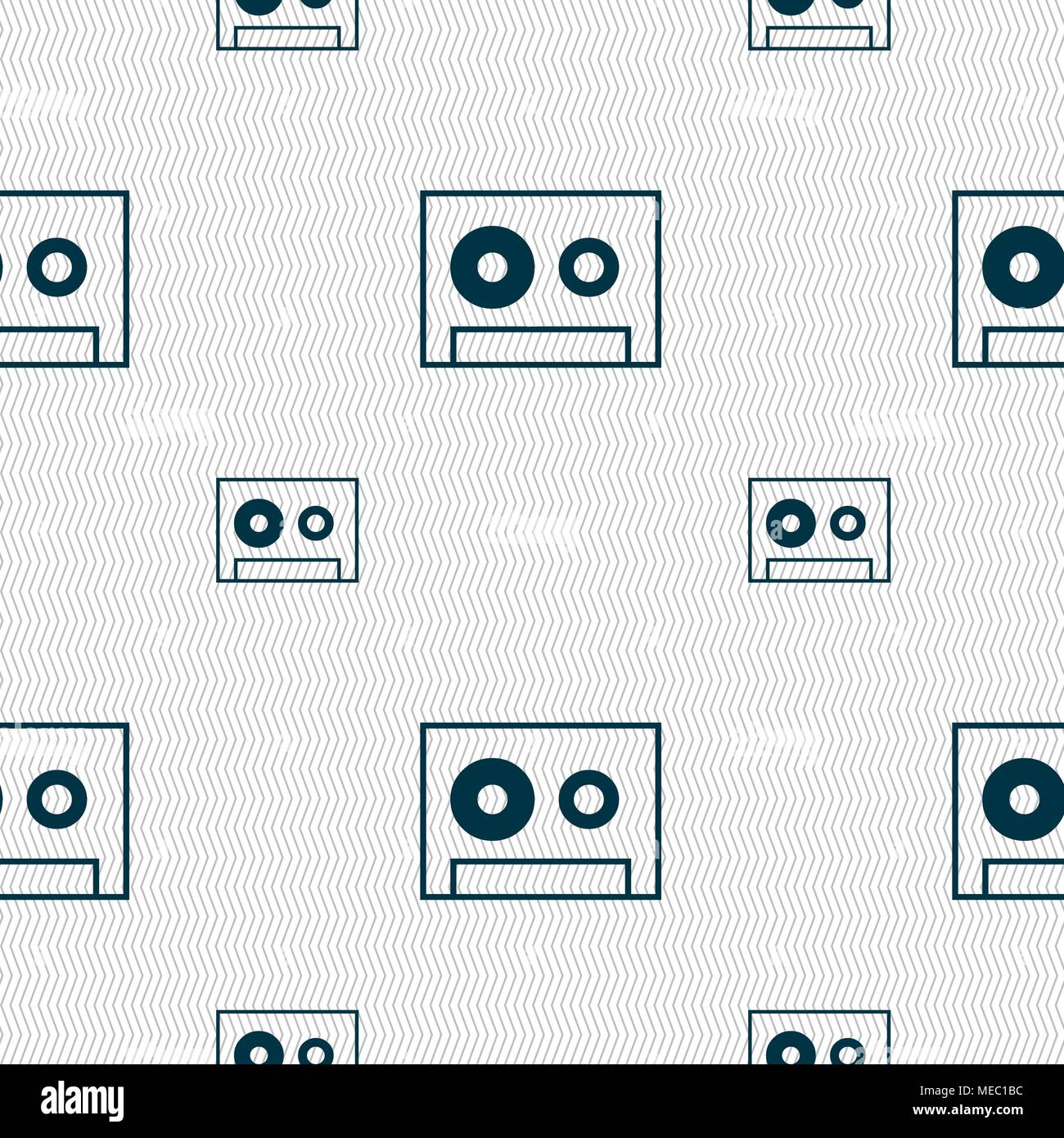 cassette sign icon. Audiocassette symbol. Seamless pattern with ...