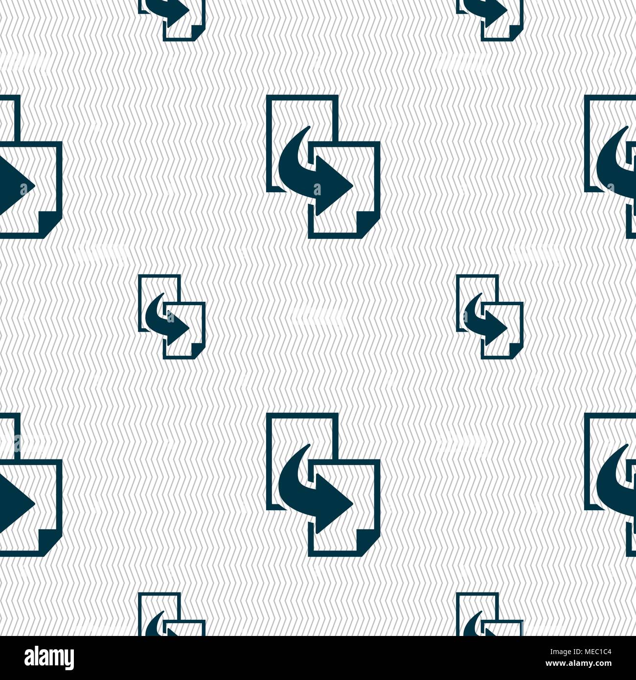 Copy file sign icon. Duplicate document symbol. Seamless pattern with geometric texture. Vector ...