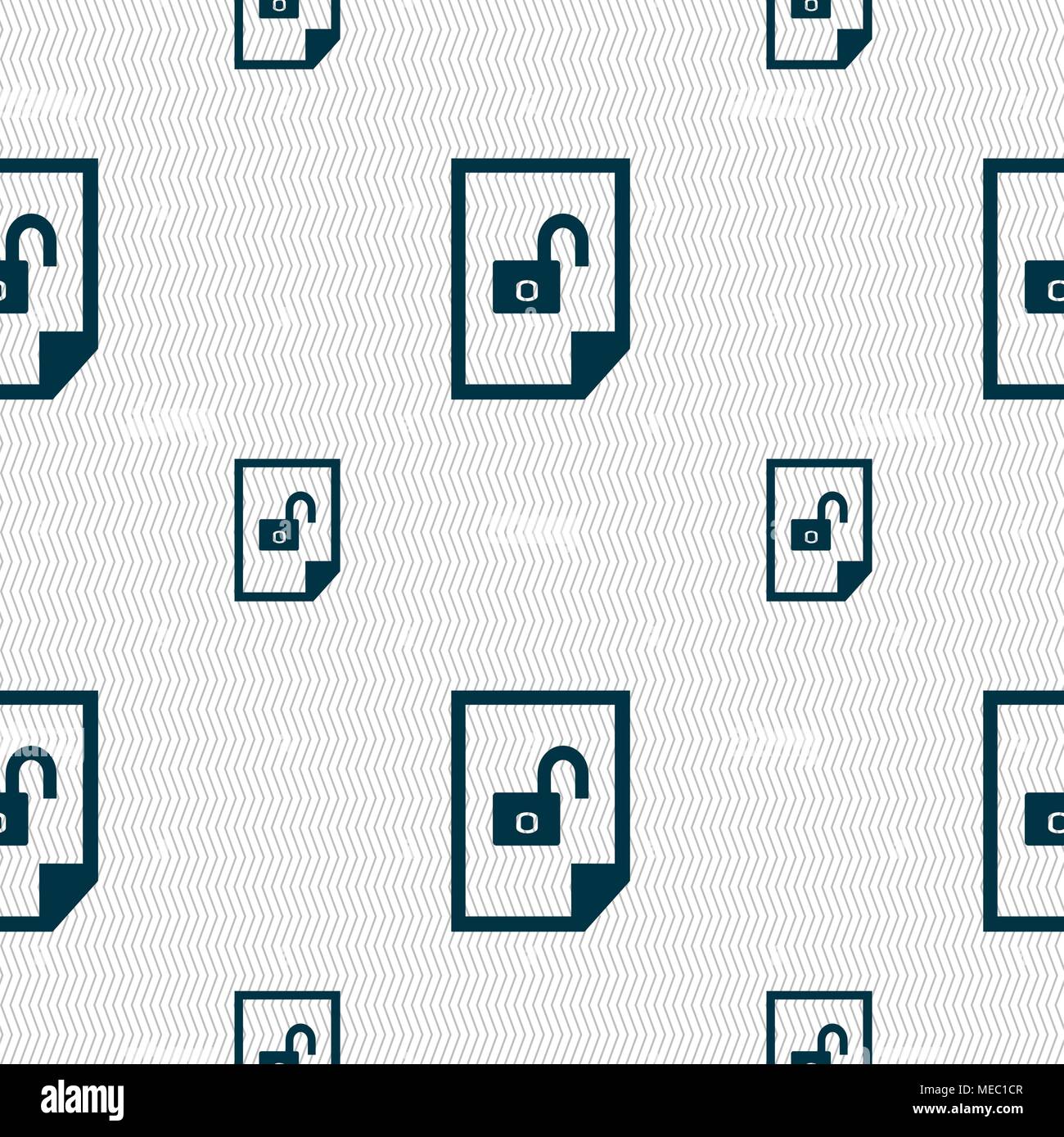 File unlocked icon sign. Seamless pattern with geometric texture ...