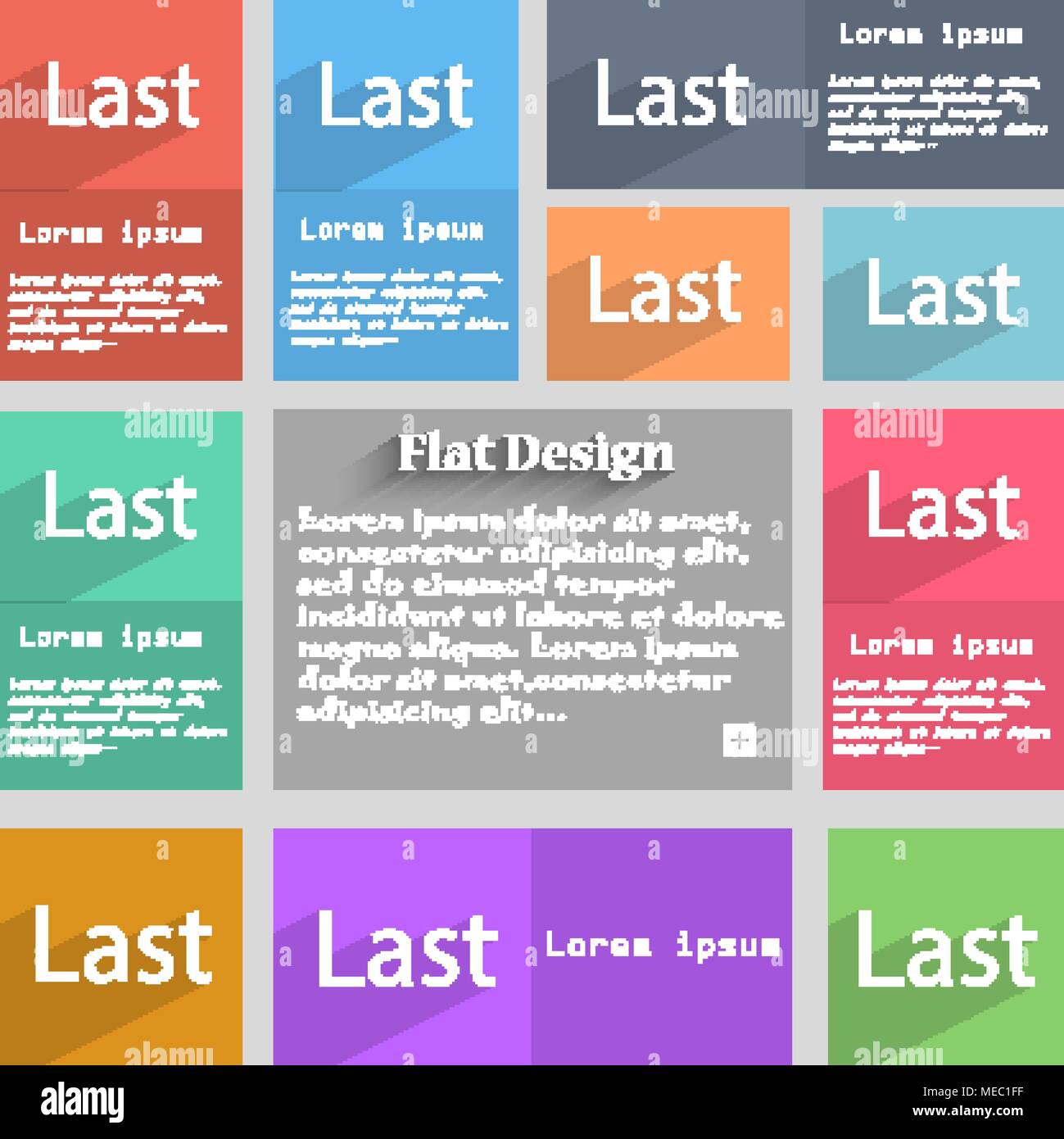 Last sign icon. Navigation symbol. Set of colored buttons. Vector ...