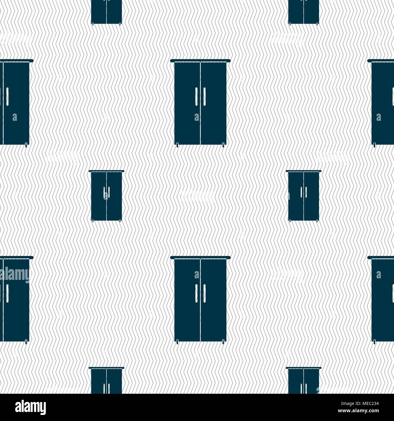 Cupboard icon sign. Seamless pattern with geometric texture. Vector ...