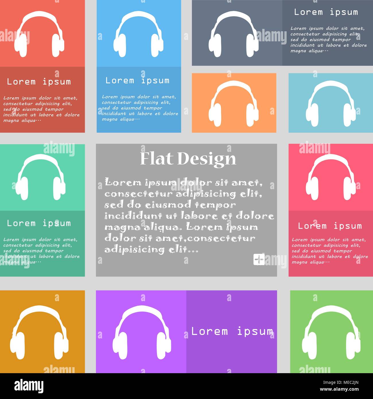 headsets icon sign. Set of multicolored buttons with space for text ...