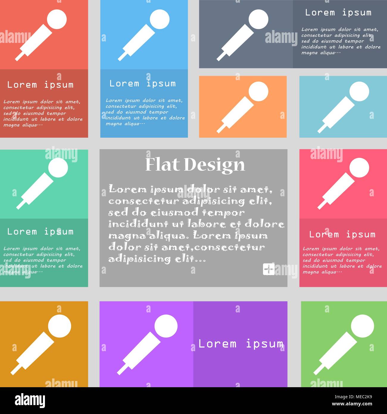 microphone icon sign. Set of multicolored buttons with space for text ...