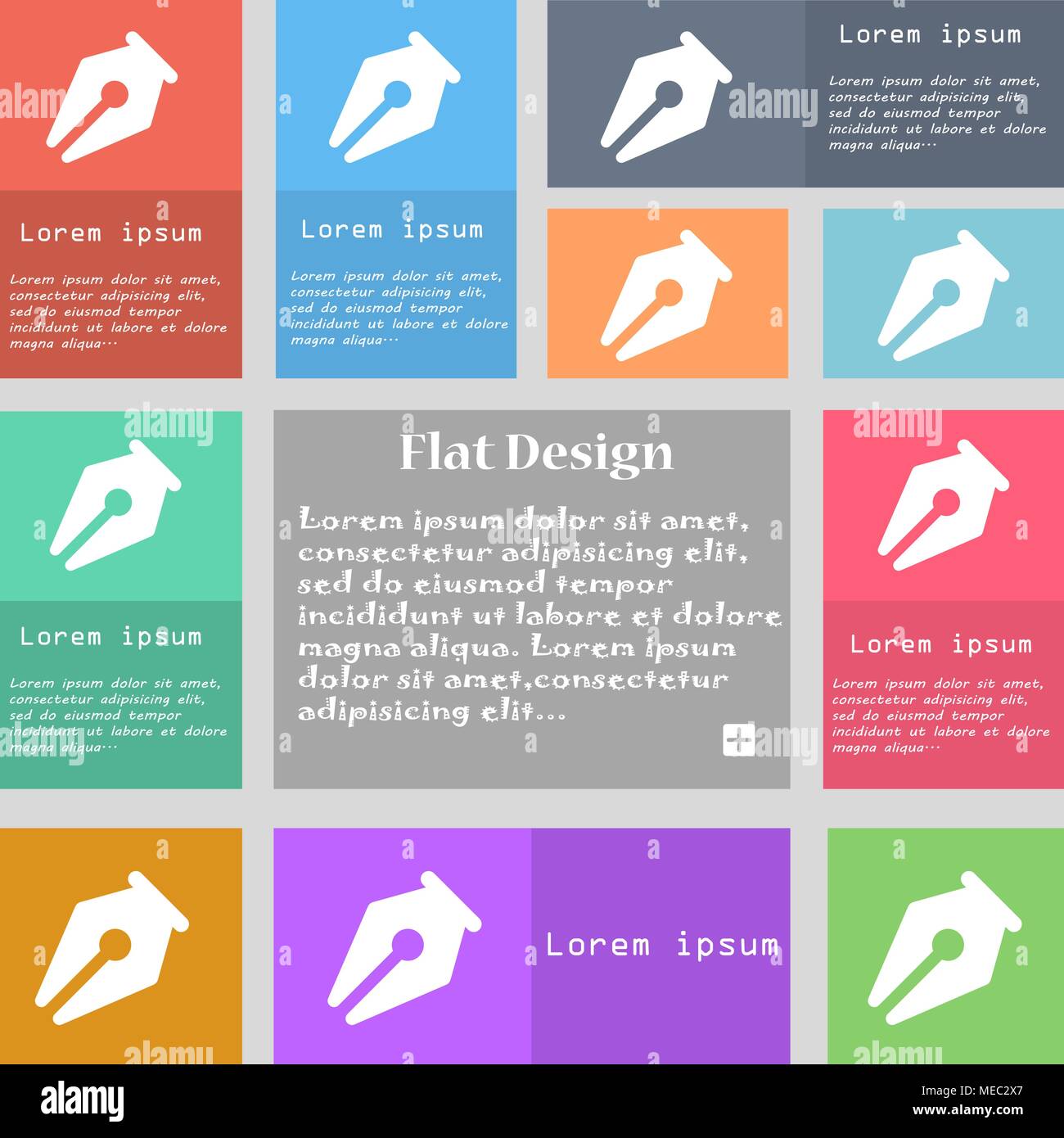 pencil icon sign. Set of multicolored buttons with space for text ...
