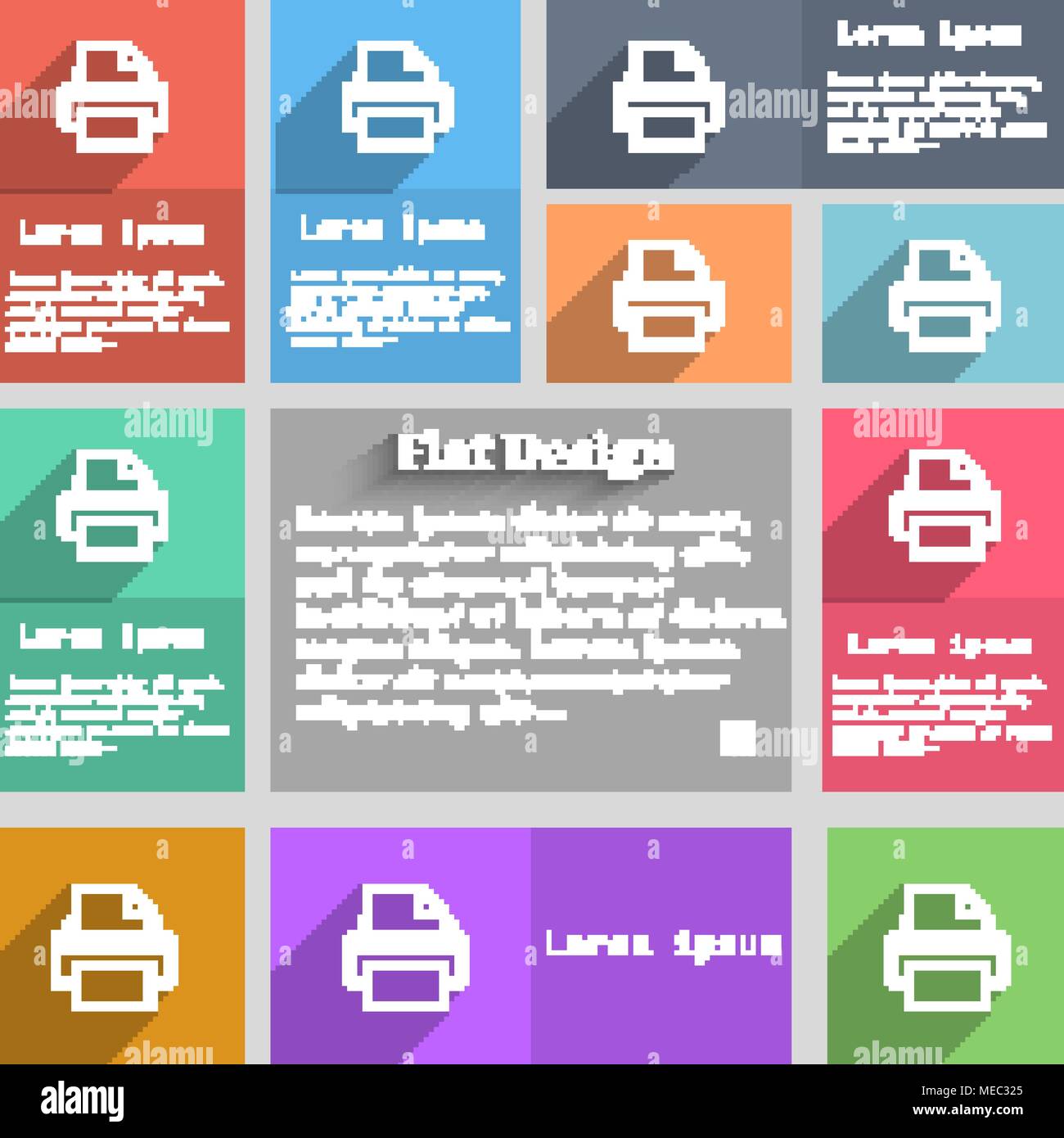 3D Print sign icon. 3d-Printing symbol. Set of colored buttons. Vector ...