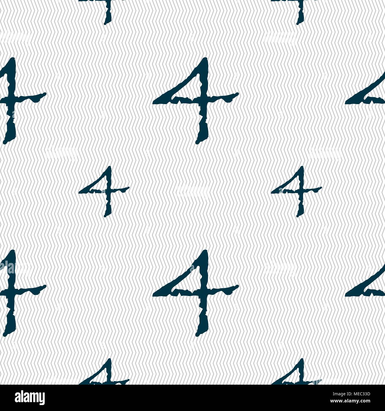 number four icon sign. Seamless pattern with geometric texture. Vector ...