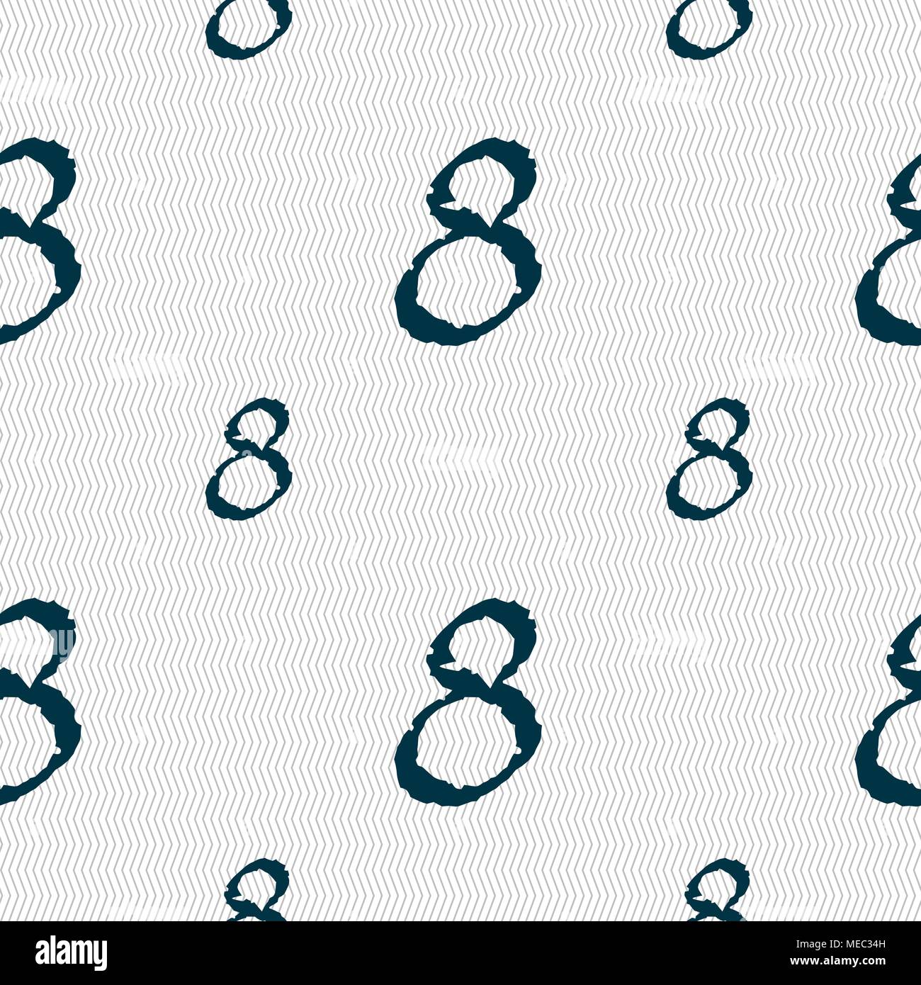 number Eight icon sign. Seamless pattern with geometric texture. Vector ...