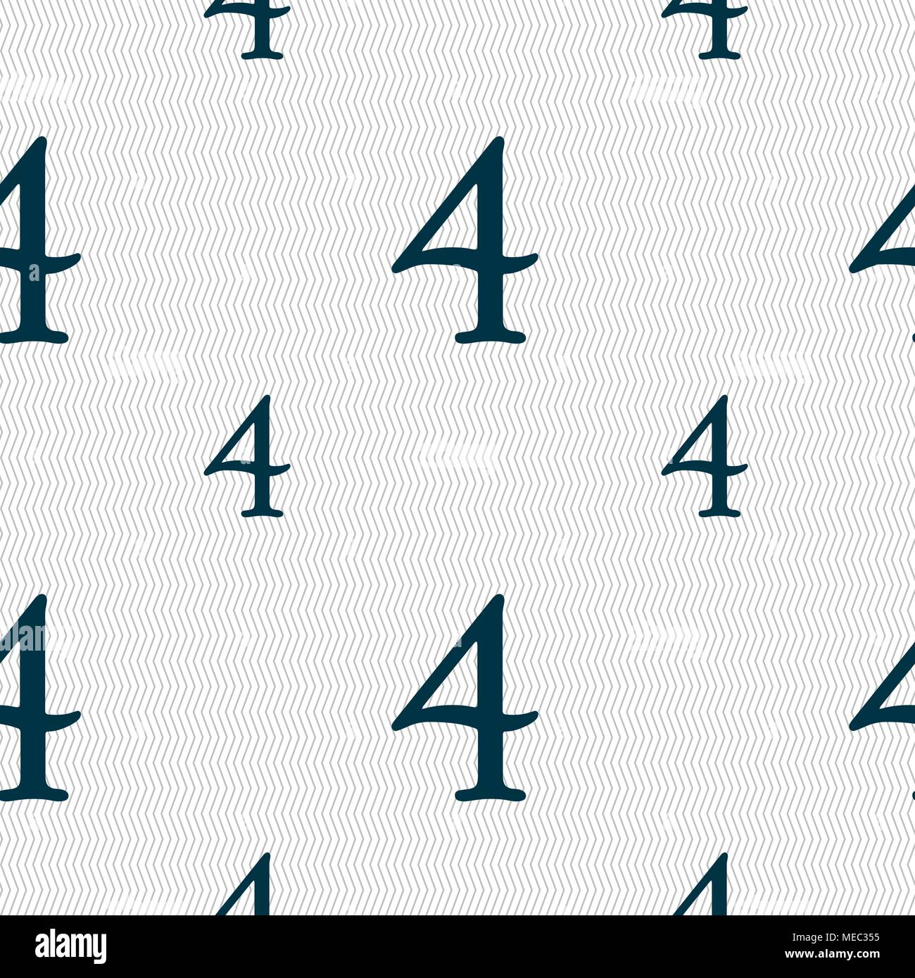 number four icon sign. Seamless pattern with geometric texture. Vector ...