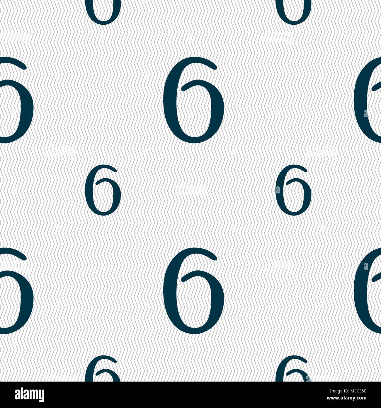 number six icon sign. Seamless pattern with geometric texture. Vector ...