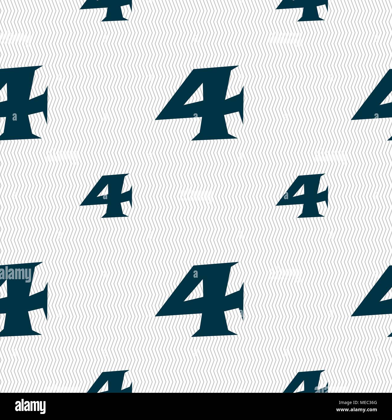 number four icon sign. Seamless pattern with geometric texture. Vector ...