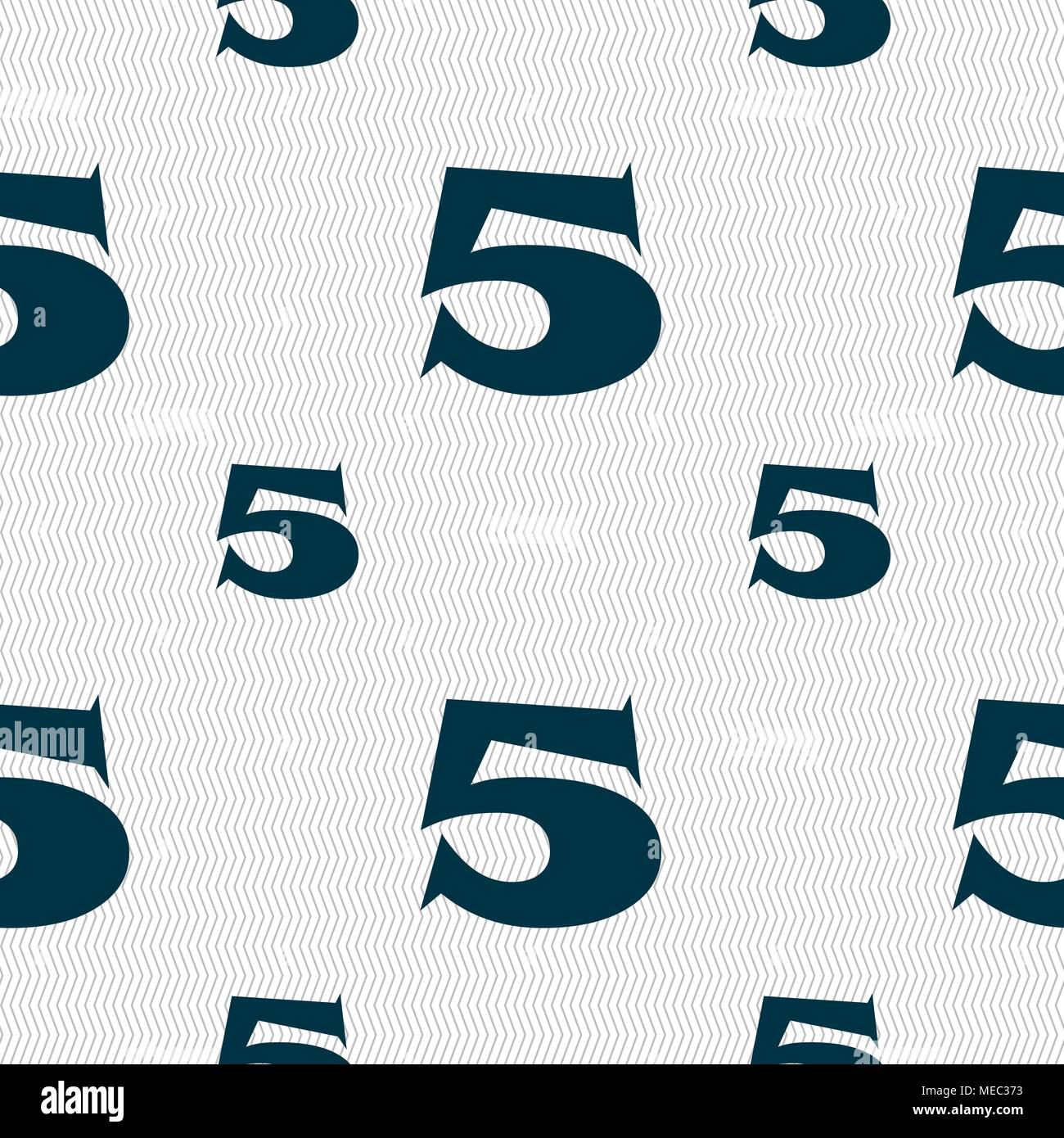 number five icon sign. Seamless pattern with geometric texture. Vector ...