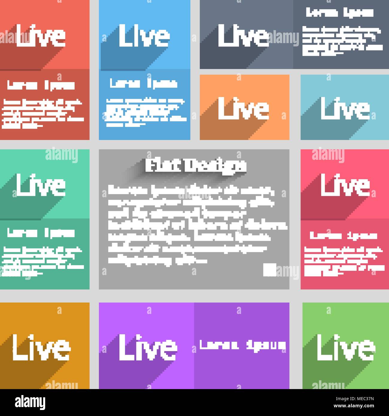 Live sign icon. Set of colored buttons. Vector illustration Stock ...