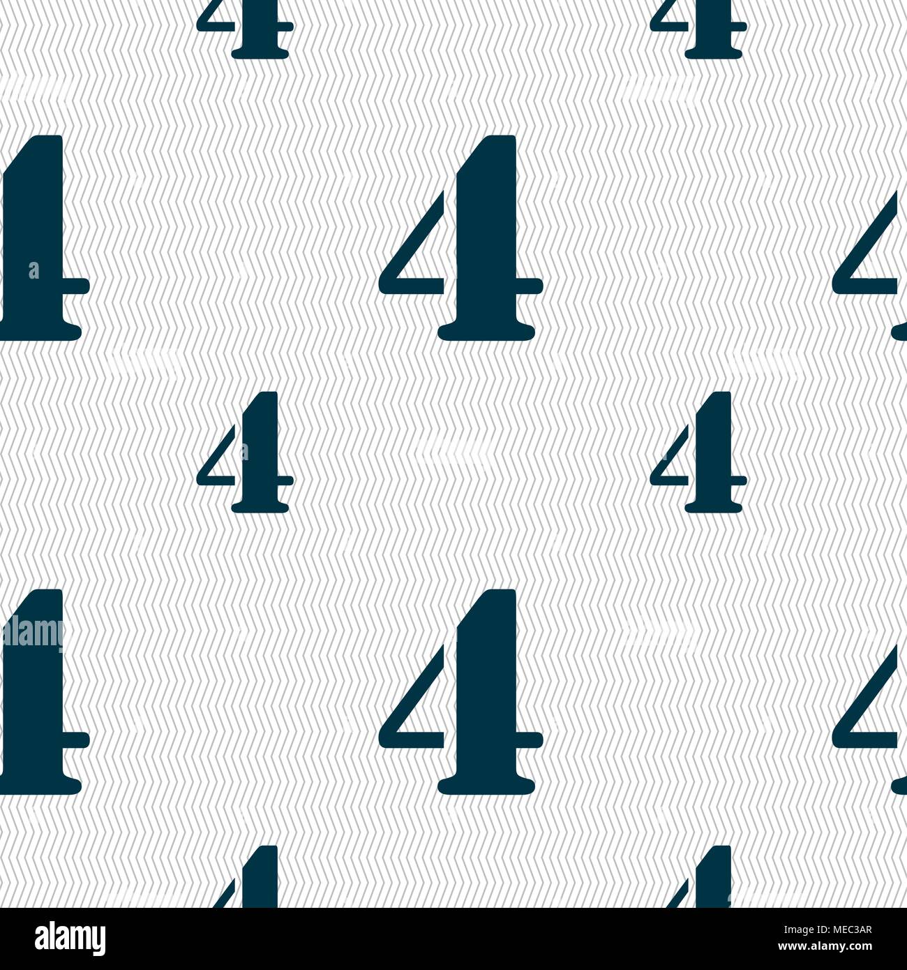 number four icon sign. Seamless pattern with geometric texture. Vector ...