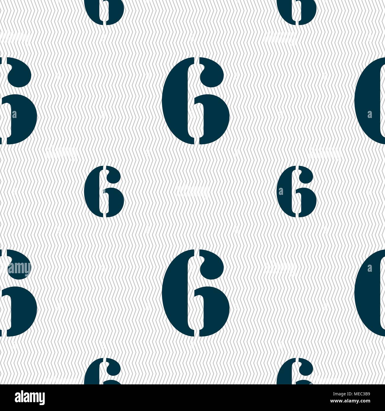 number six icon sign. Seamless pattern with geometric texture. Vector ...
