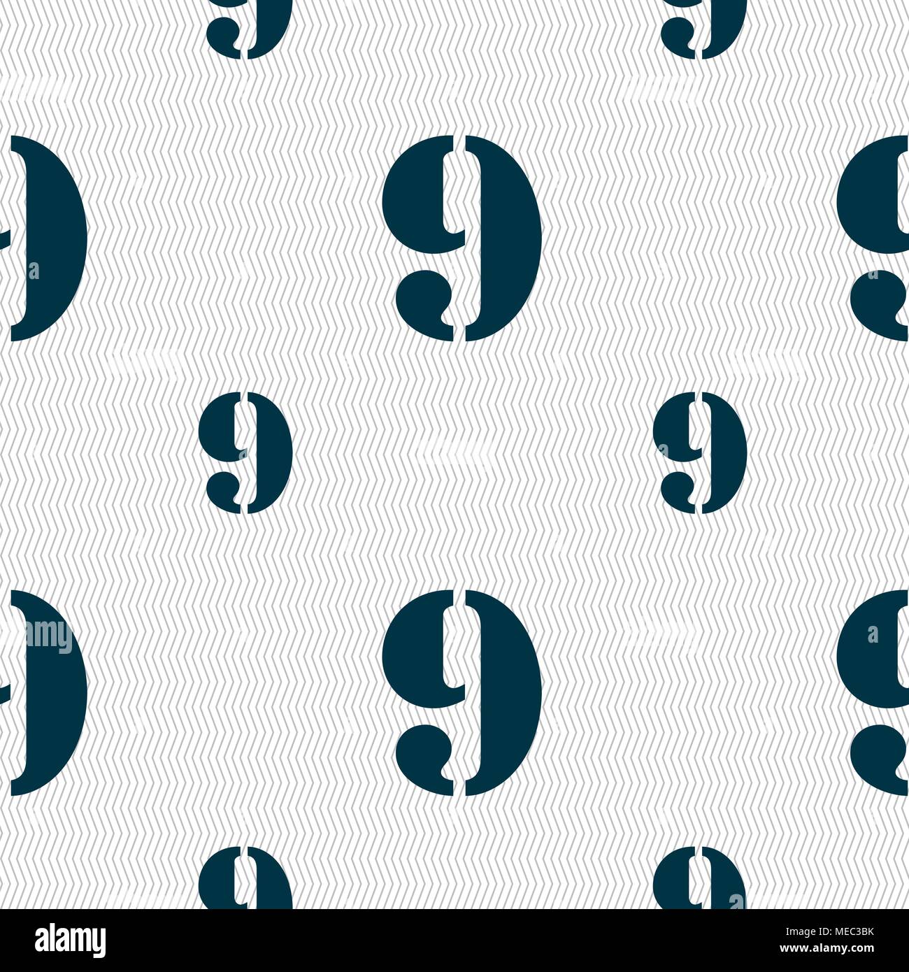 number Nine icon sign. Seamless pattern with geometric texture. Vector ...