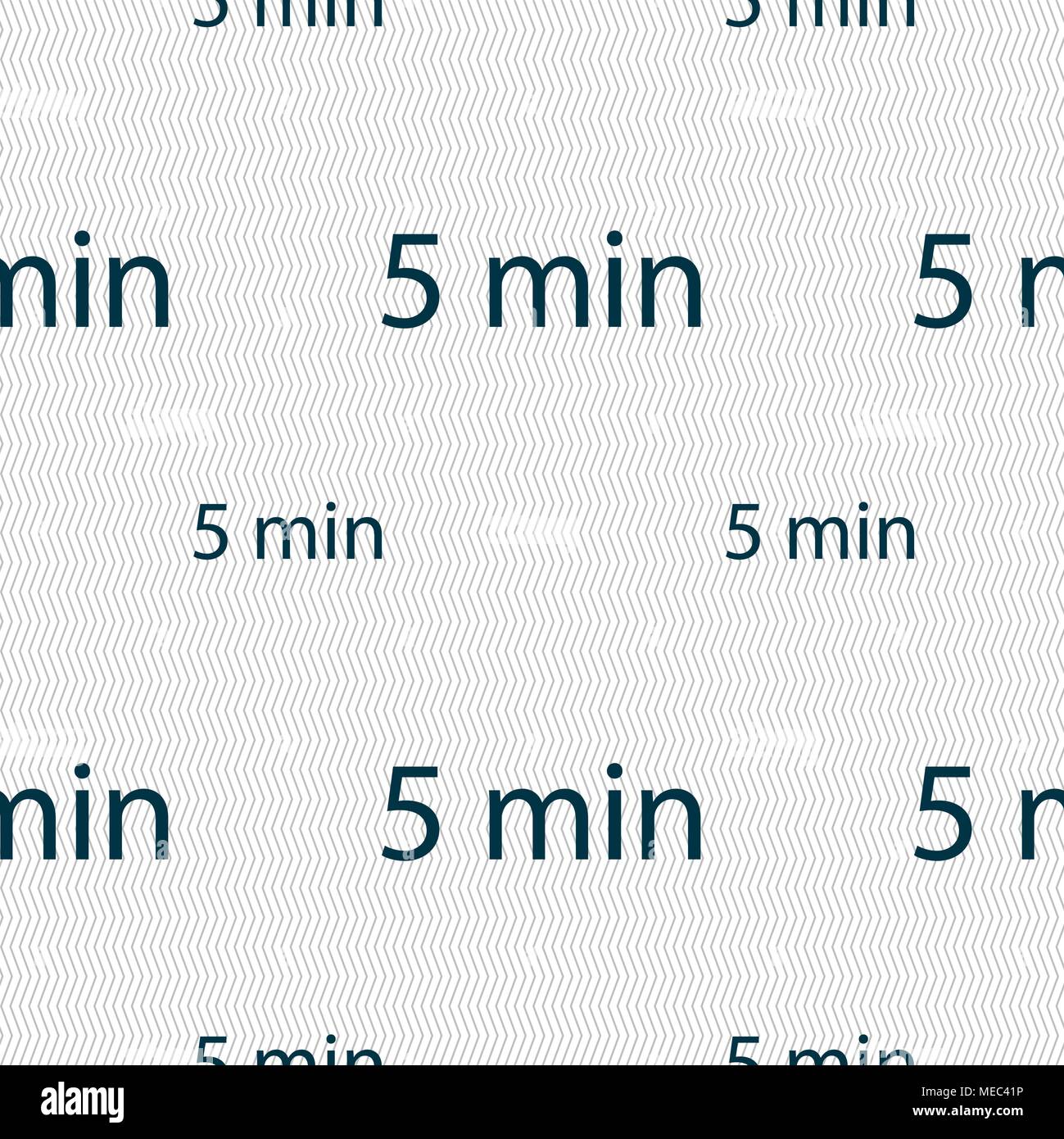 5 minutes sign icon. Seamless pattern with geometric texture. Vector ...