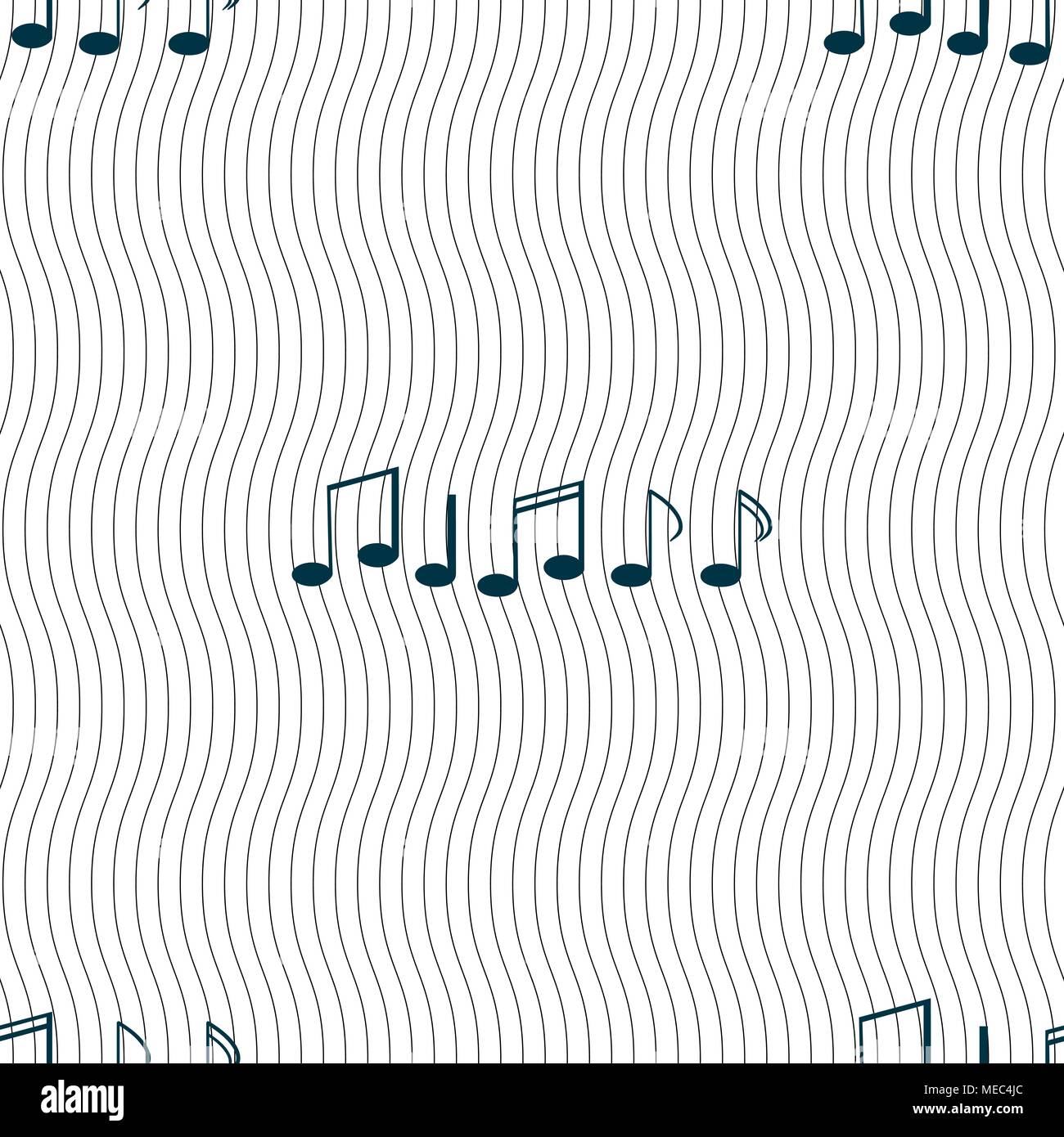 Music note sign icon. Musical symbol. Seamless pattern with geometric ...