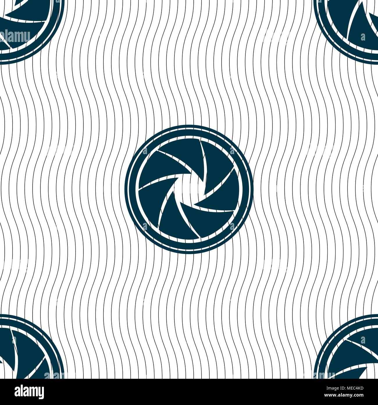 diaphragm icon. Aperture sign. Seamless pattern with geometric texture ...