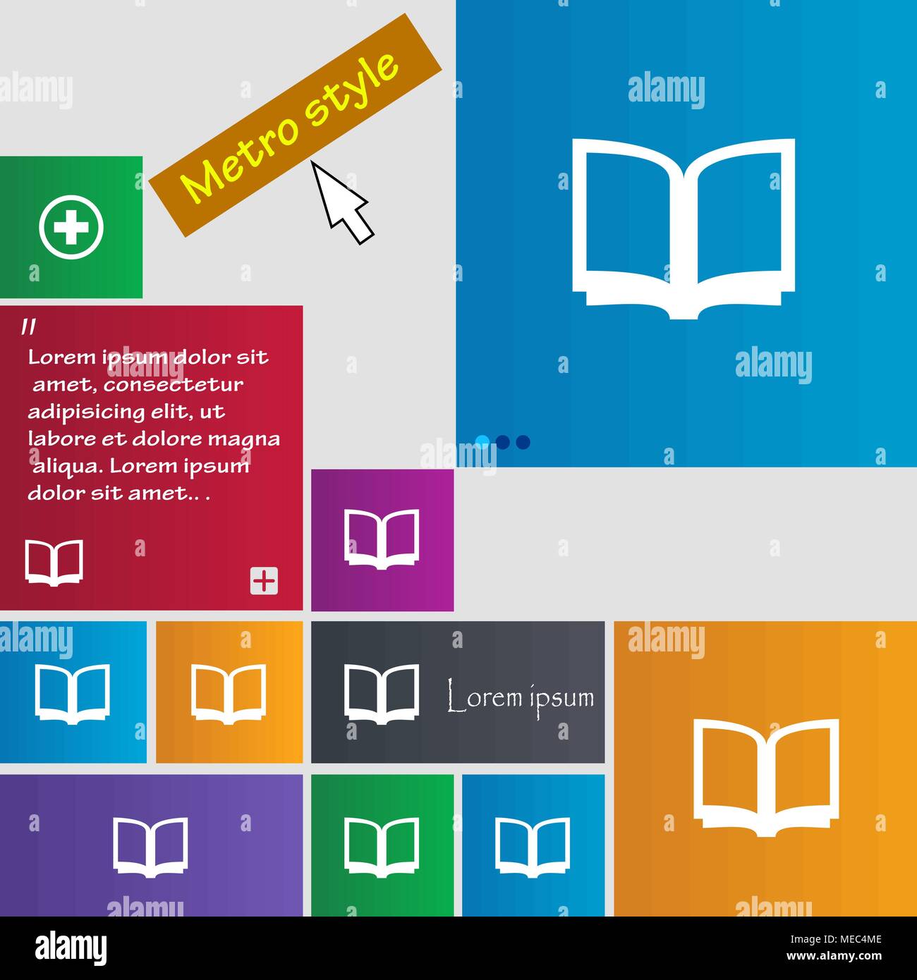 Open book icon sign. Metro style buttons. Modern interface website ...