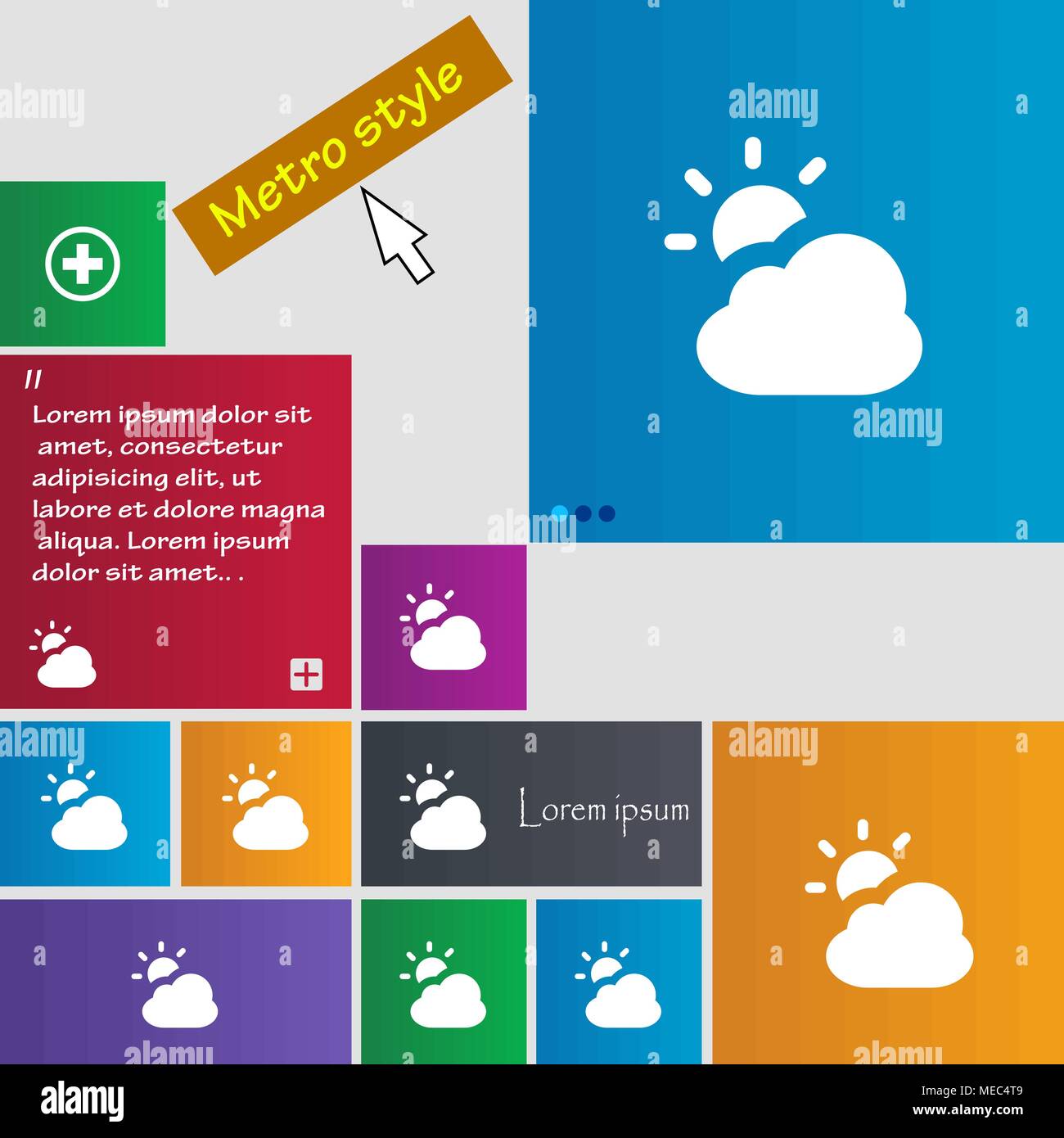 weather icon sign. Metro style buttons. Modern interface website ...