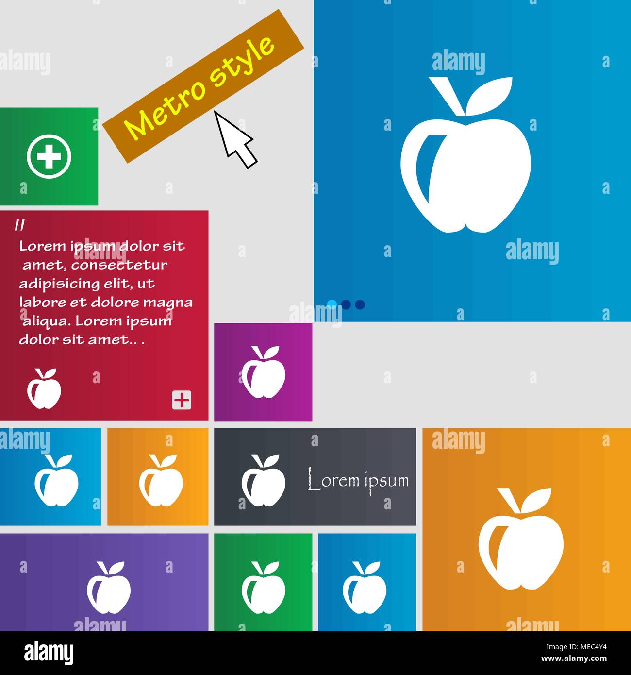 Apple icon sign. Metro style buttons. Modern interface website buttons ...