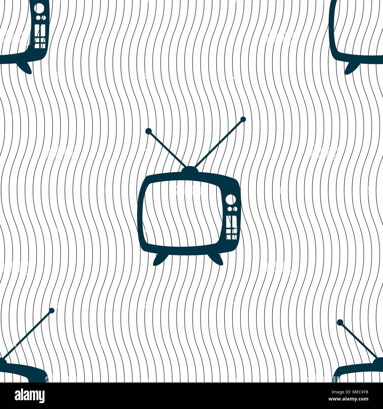 Retro TV mode sign icon. Television set symbol. Seamless pattern with ...