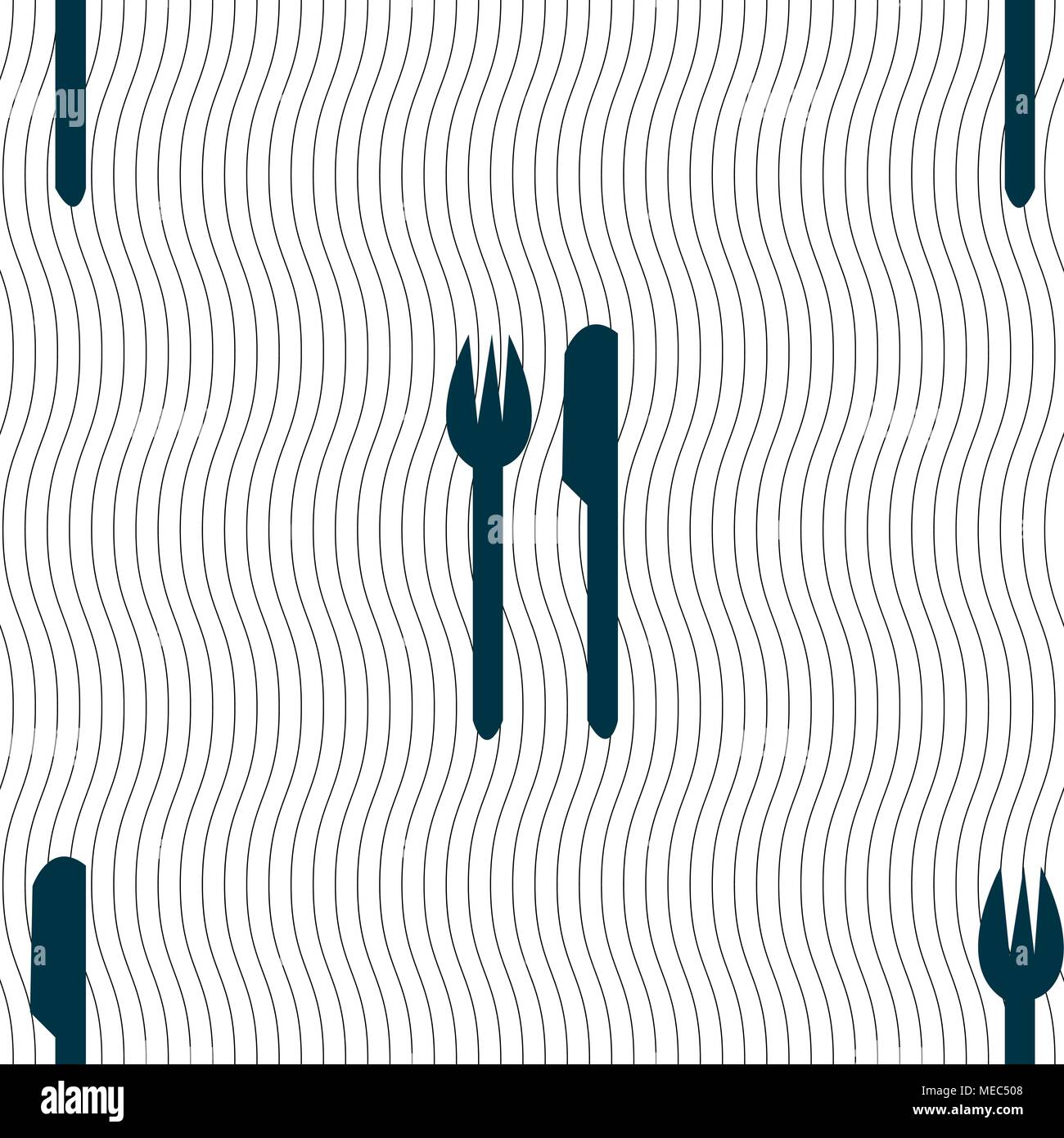 Eat sign icon. Cutlery symbol. Fork and knife. Seamless pattern with ...