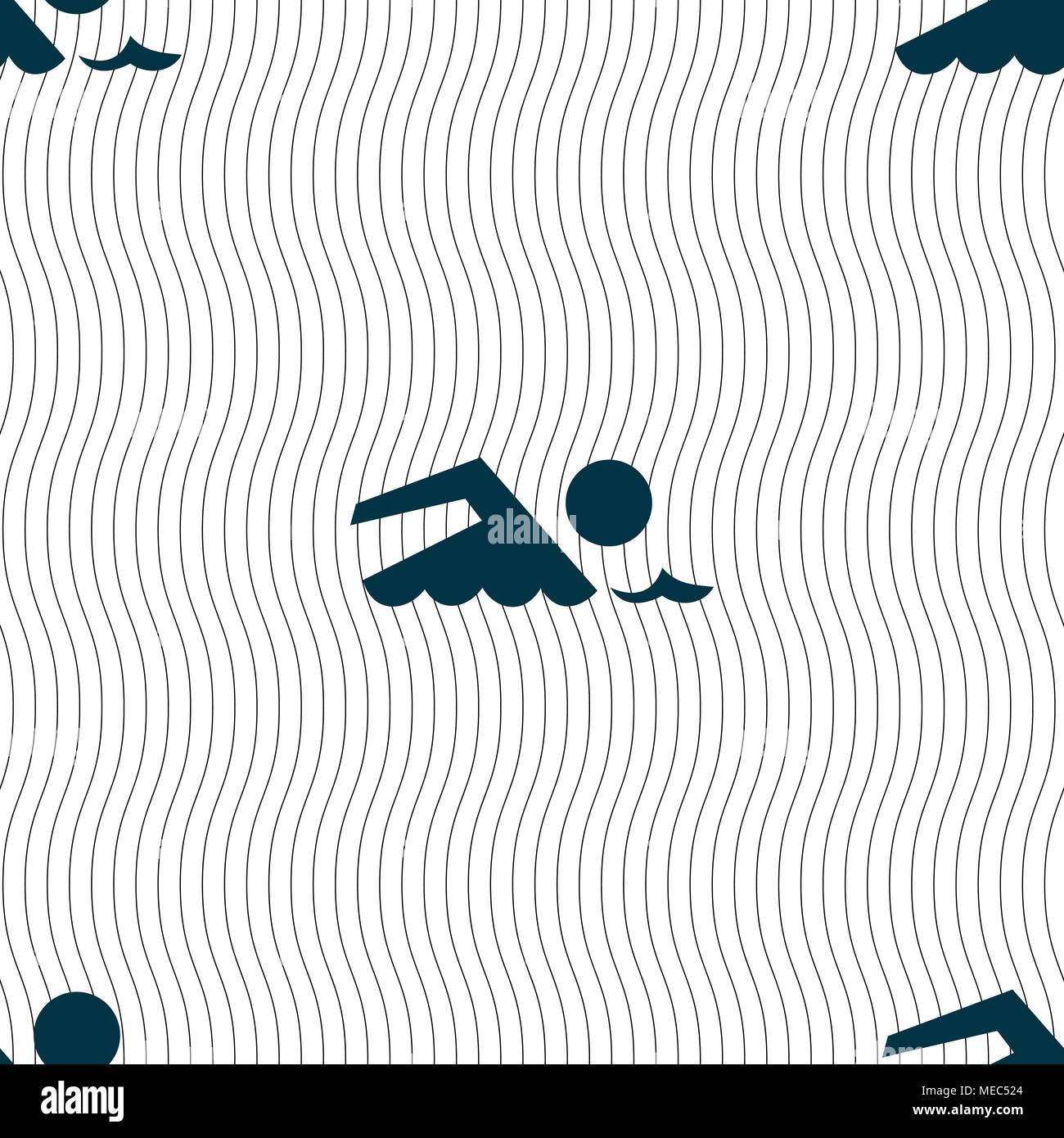 Swimming sign icon. Pool swim symbol. Sea wave. Seamless pattern with ...