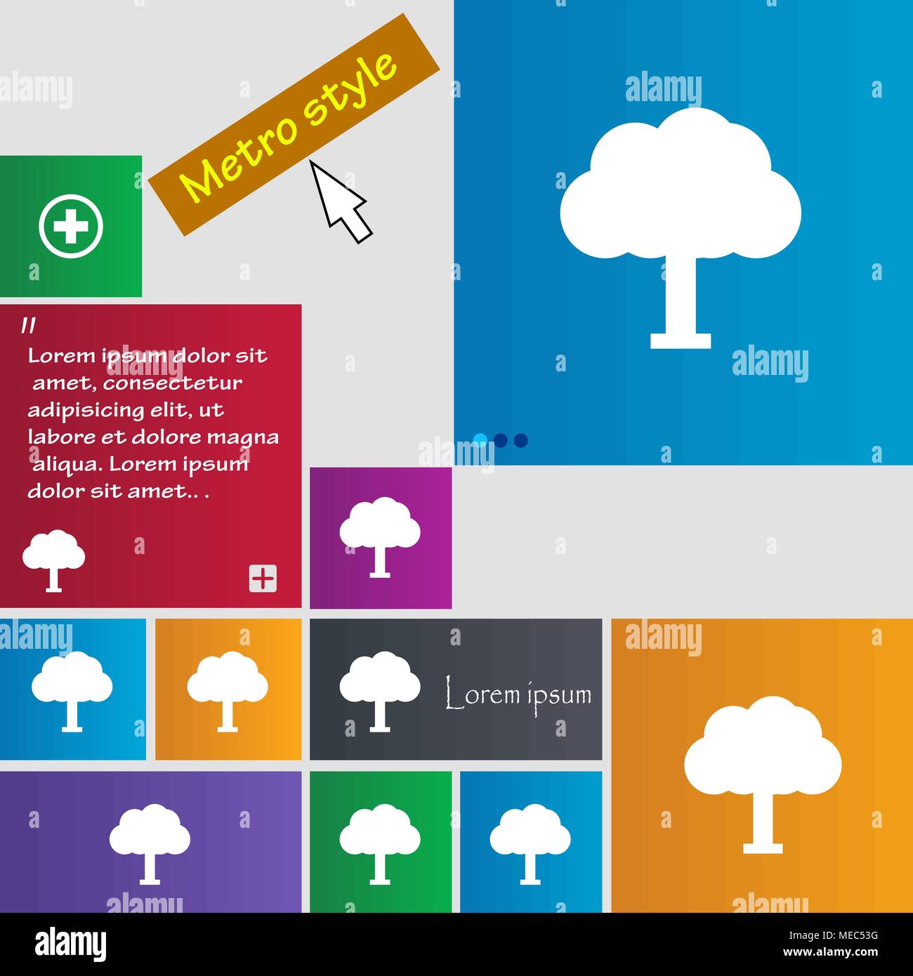 Tree, Forest icon sign. Metro style buttons. Modern interface website ...