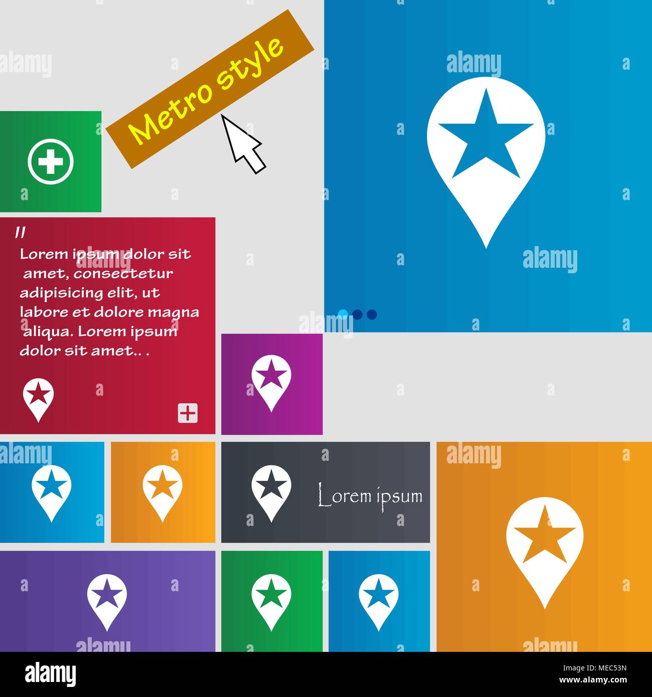 Map pointer award, GPS location icon sign. Metro style buttons. Modern interface website buttons ...