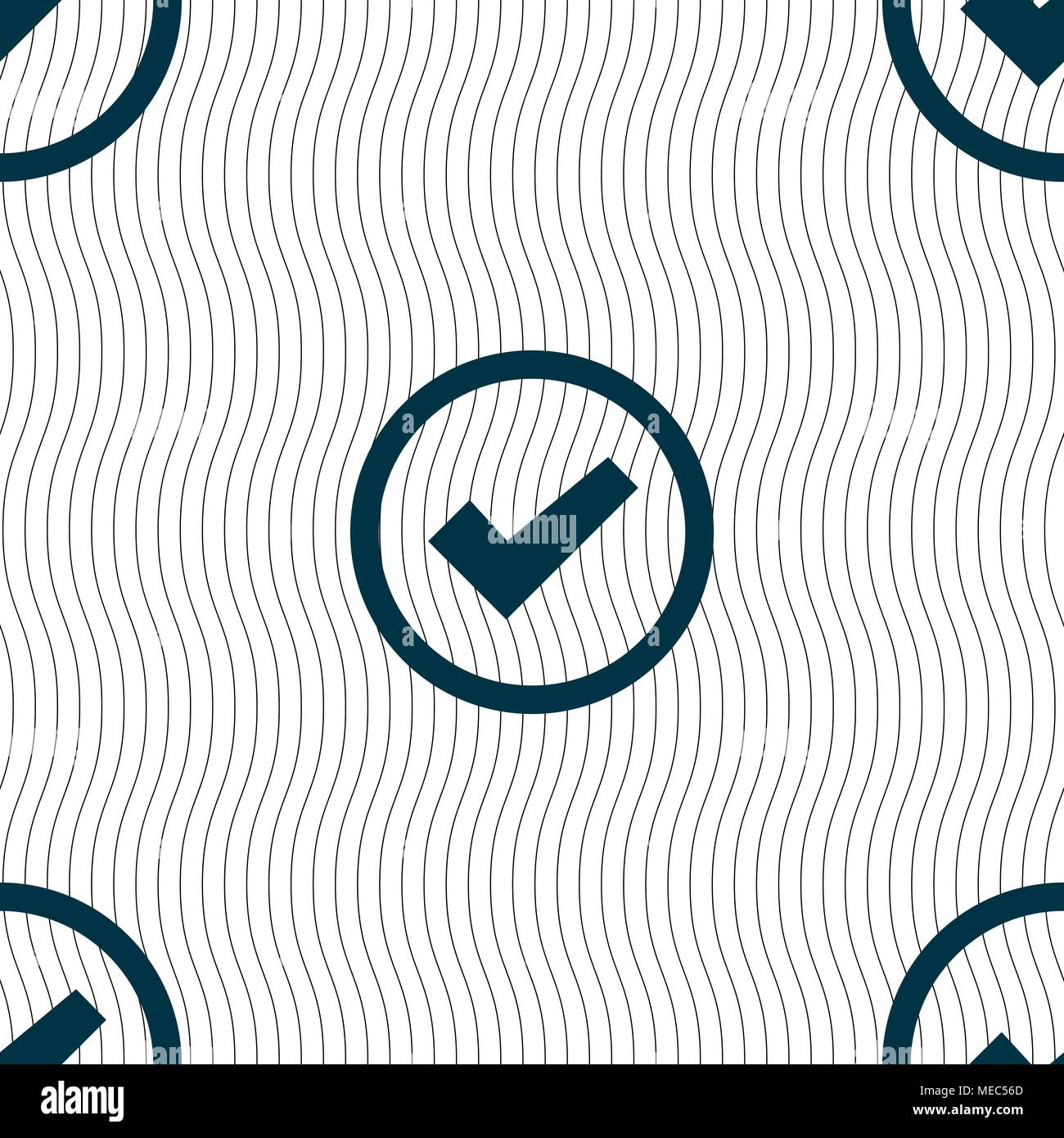 Check mark sign icon . Confirm approved symbol. Seamless pattern with geometric texture. Vector ...